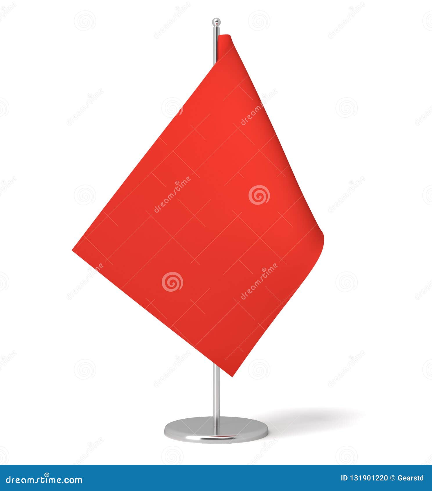 3d Rendering of a Small Red Rectangular Flag on a Table Post Standing ...