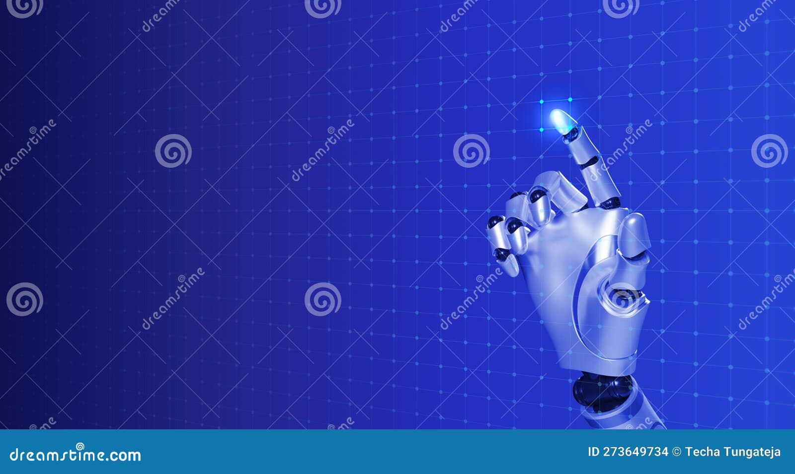 3d Rendering Smart Humanoid Robot S Hand Touching Finger on Square ...