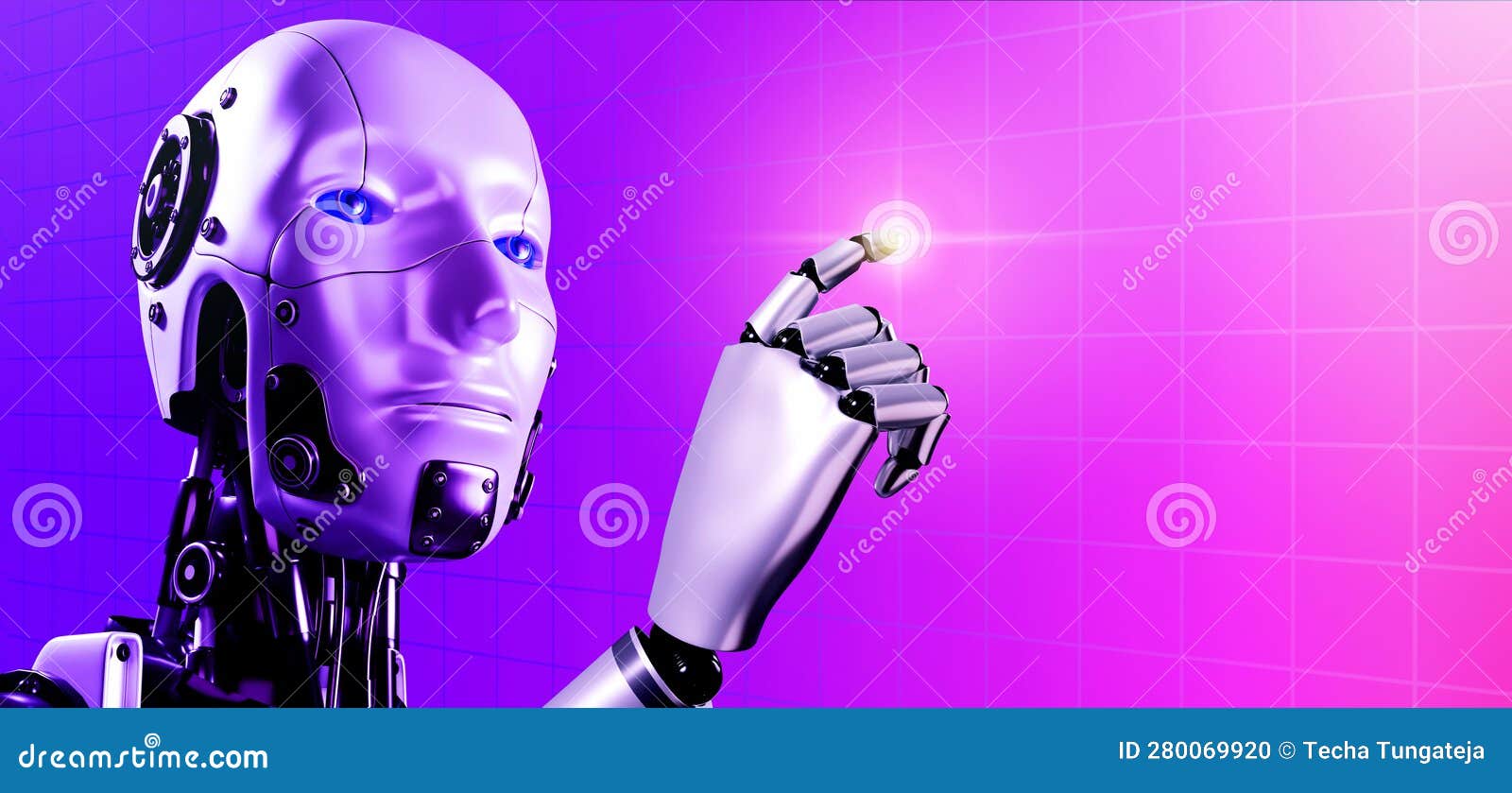 3d Rendering Smart Robot Showing Virtual Protection Shield Icon ...