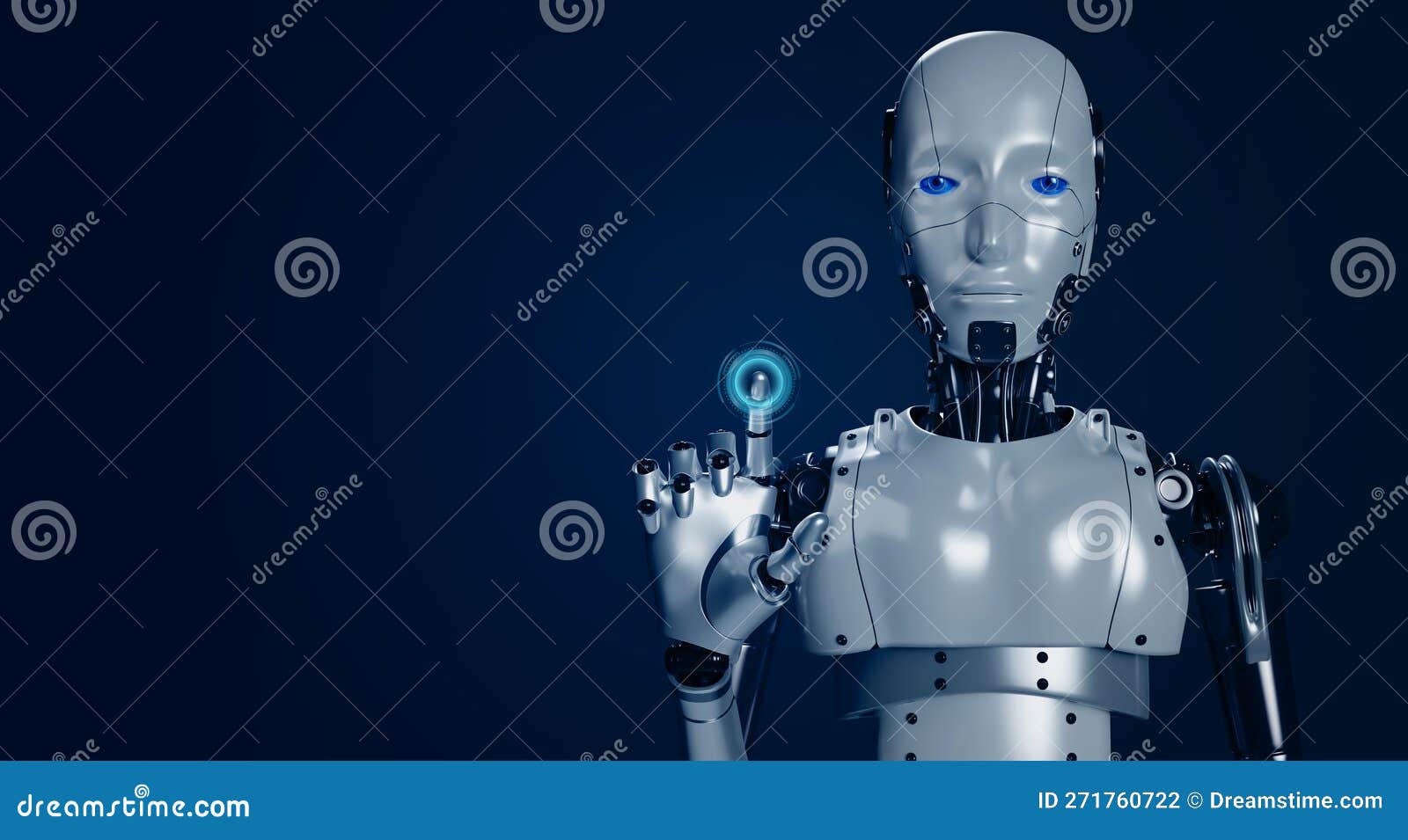 3d Rendering Smart Robot Showing Glow AI Management Icon Surrounded ...