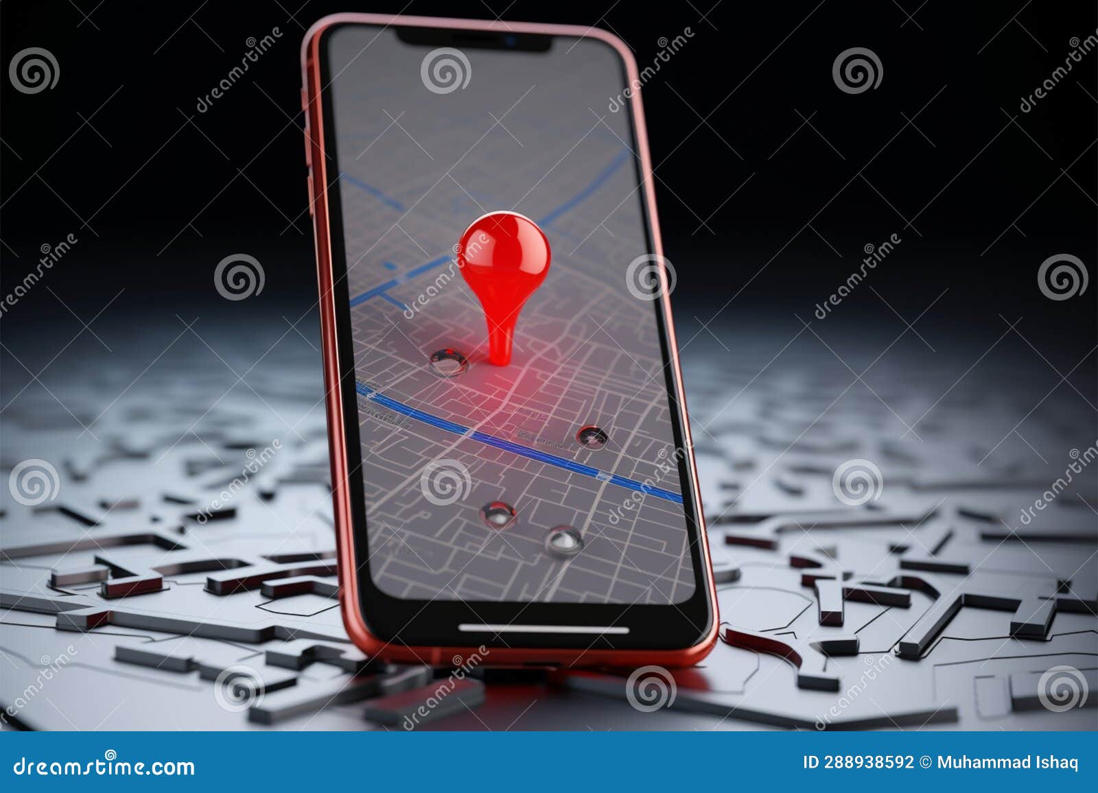 3D Rendering, Smartphone Displays Red Map Pointer Icon, Screen Empty ... 3D Rendering, Smartphone Displays Red Map Pointer Icon, Screen Empty ...