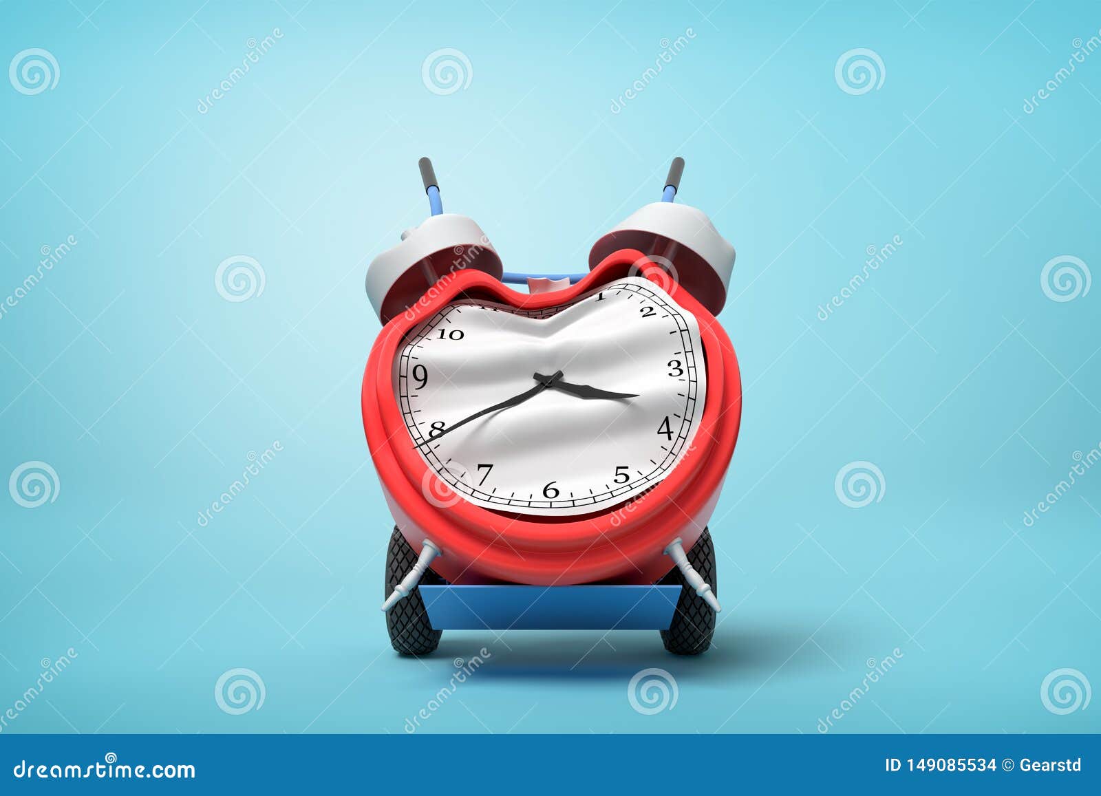 3d Rendering Of Smashed Broken Alarm Clock On A Hand Truck On Blue ...