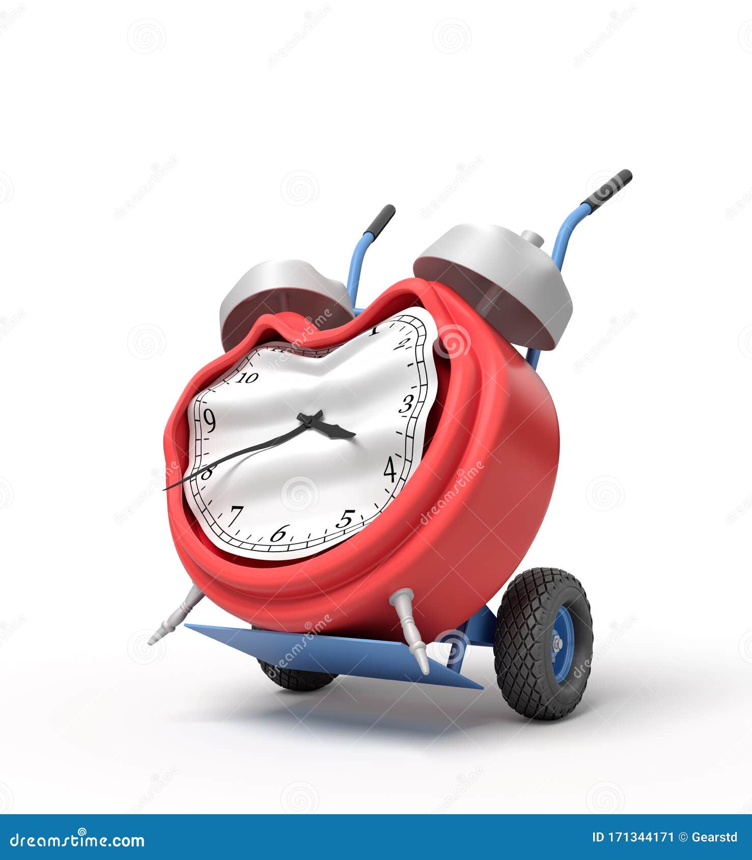 3d Rendering of Smashed Broken Alarm Clock on a Hand Truck Stock ...