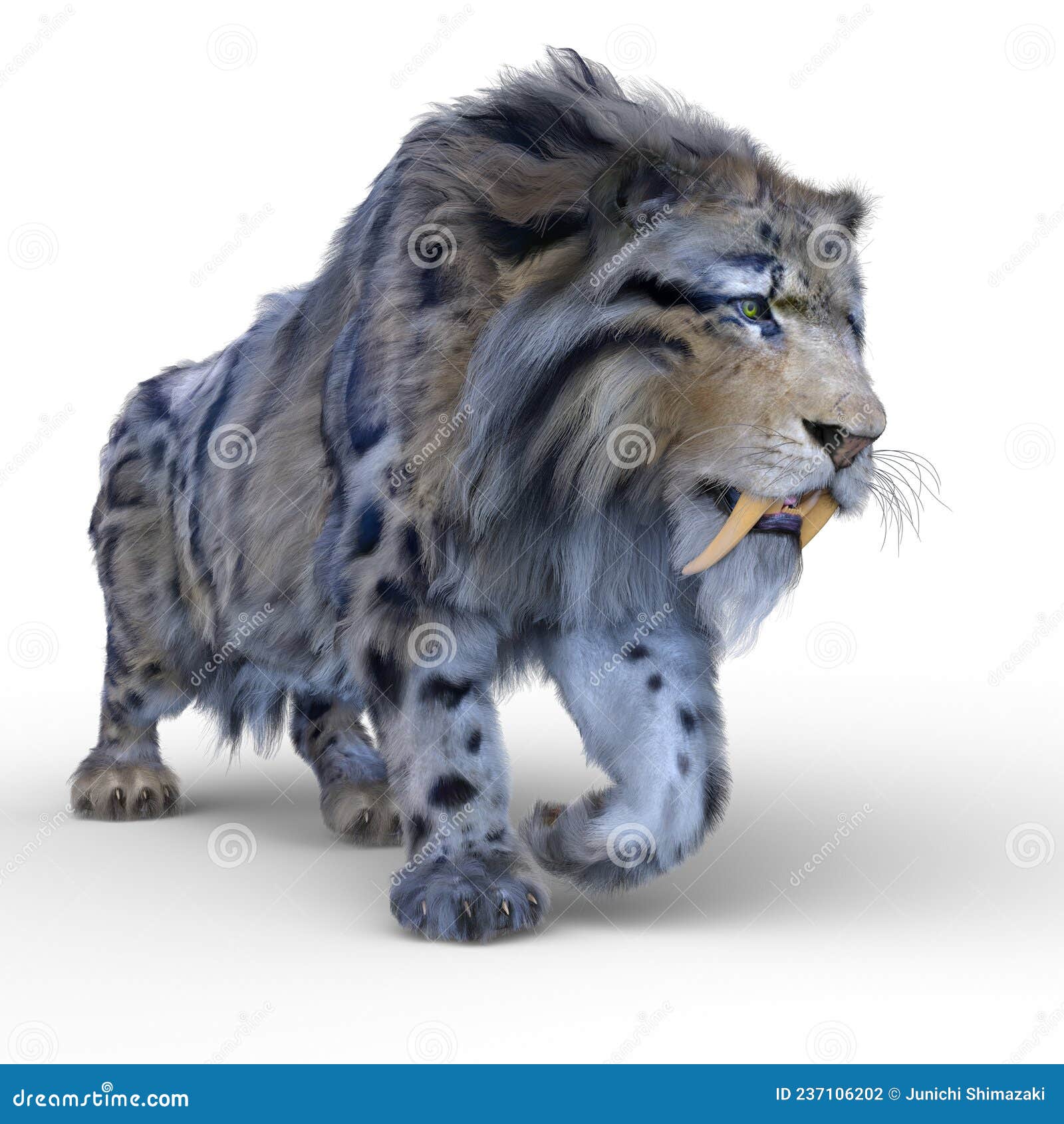 3D rendering of a smilodon stock illustration. Illustration of pose ...