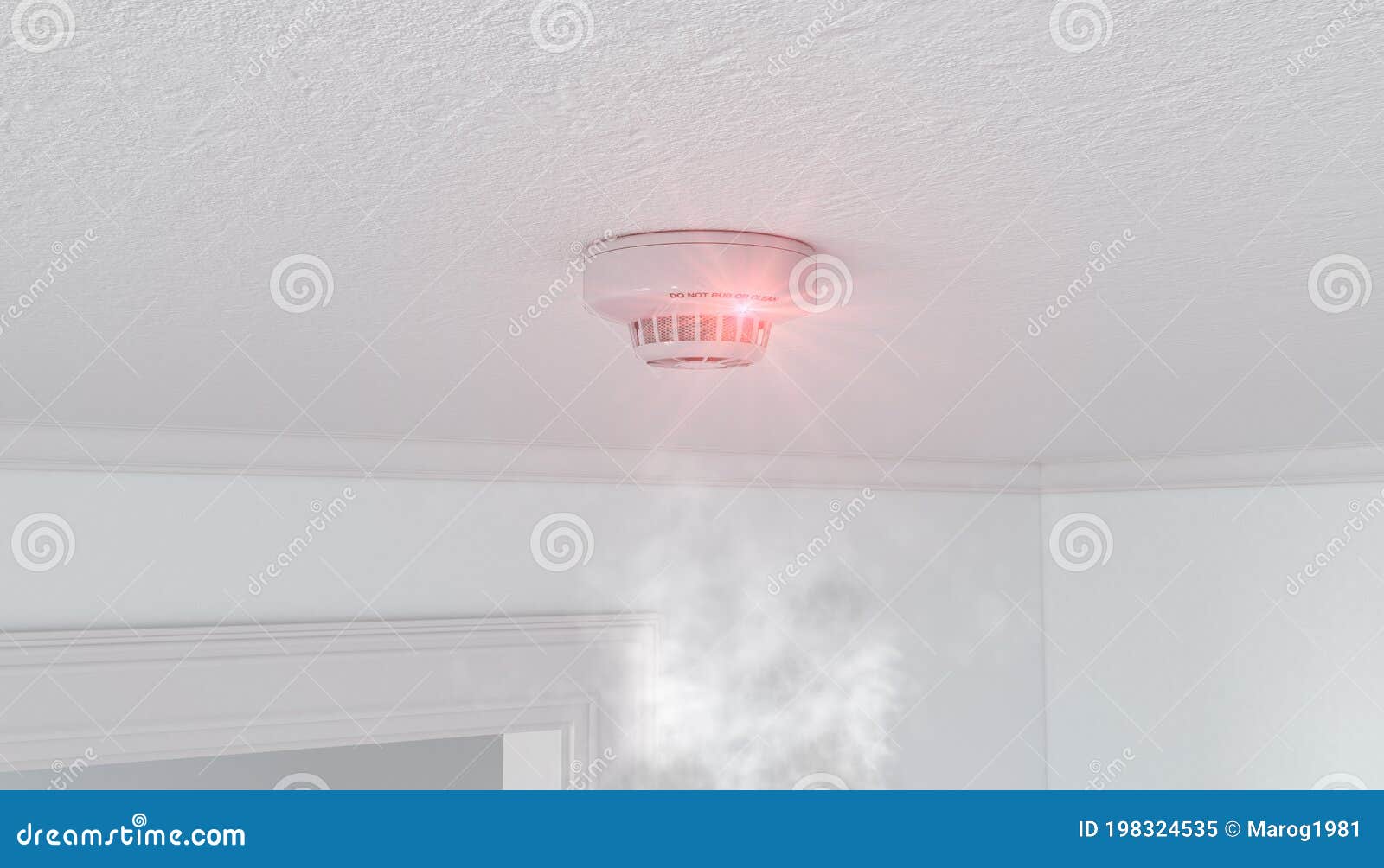 3d Rendering of a Smoke Detector Mounted on the Ceiling of an Apartment ...