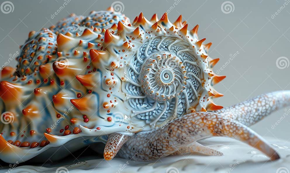 A 3D Rendering of a Snail Shell with Intricate Geometric Patterns and ...