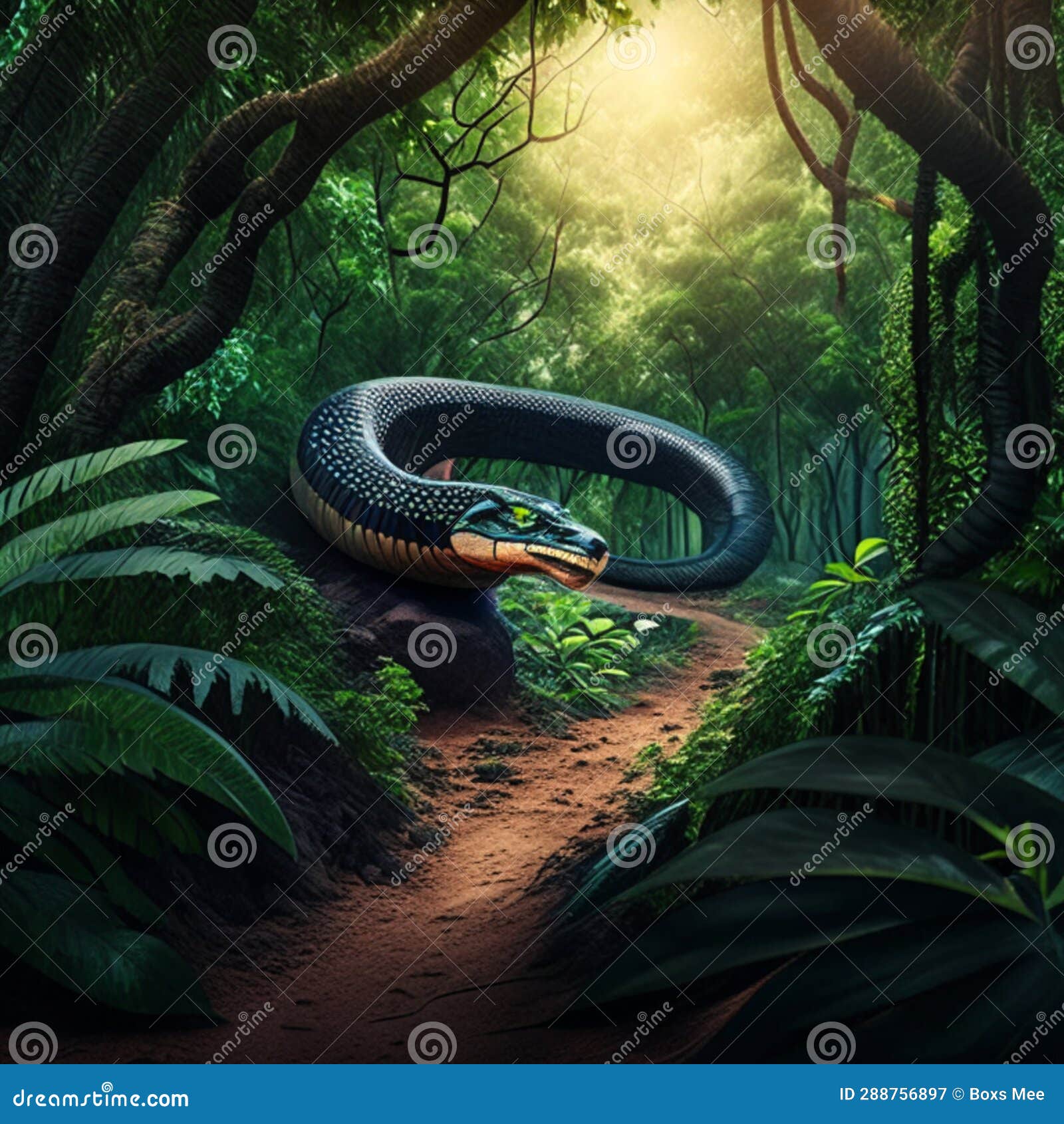 3d Rendering of a Snake in the Jungle with a Path Leading To it ...