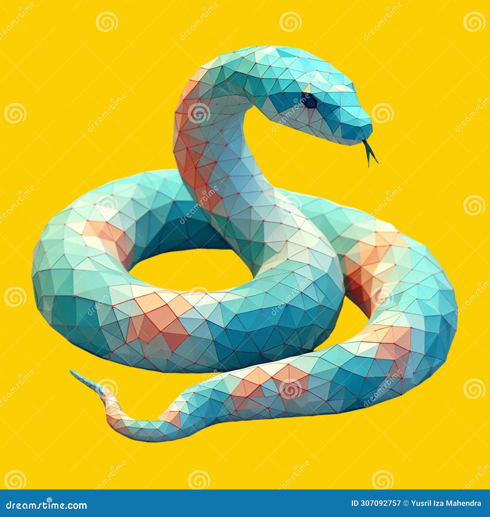 3D Rendering of a Snake Low Polygon Isolated Stock Illustration ...