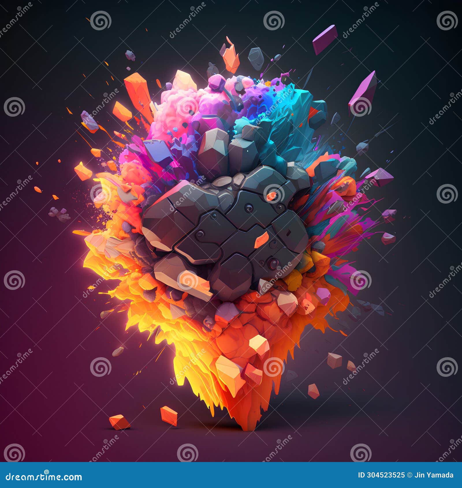 3d Rendering of a Soccer Ball Breaking through a Colorful Explosion ...