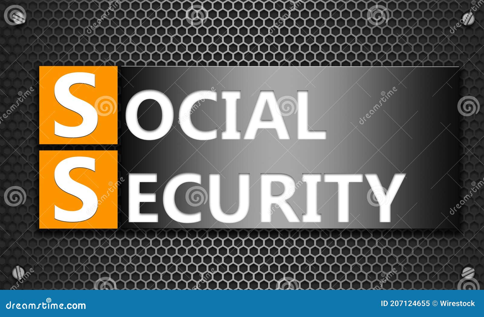 3D Rendering of a Social Security Concept on Mesh Hexagon Background ...