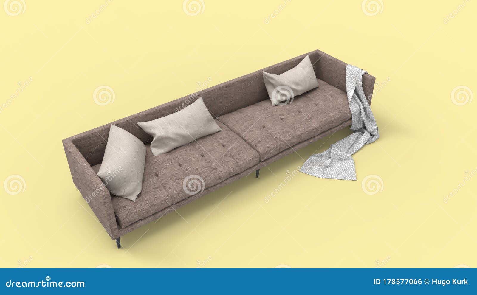3D Rendering of a Sofa Couch Furniture Isolated on Empty Space Studio ...