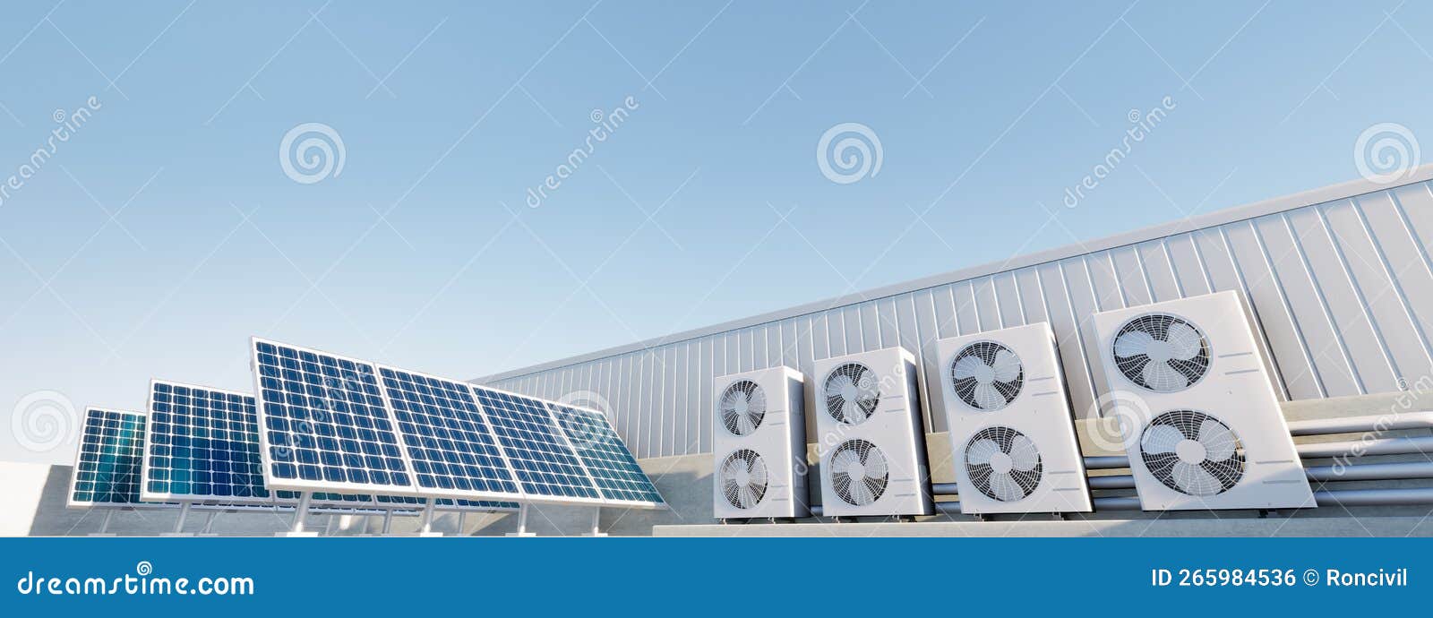 3d Rendering of Solar Panel, Condenser Unit. Stock Illustration ...