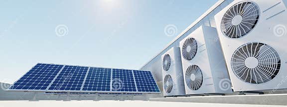 3d Rendering of Solar Panel, Condenser Unit. Stock Illustration ...
