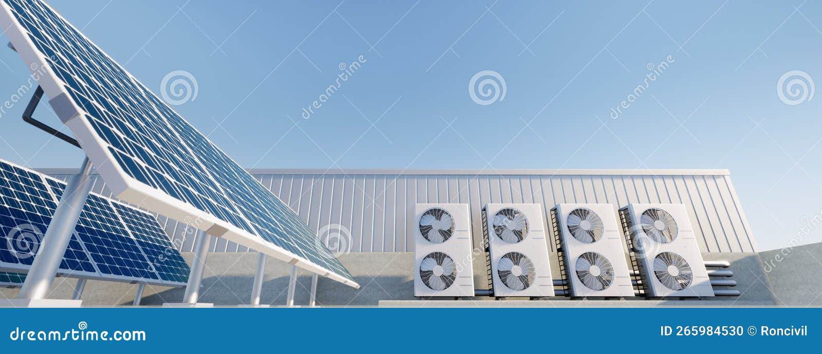 3d Rendering of Solar Panel, Condenser Unit. Stock Illustration ...