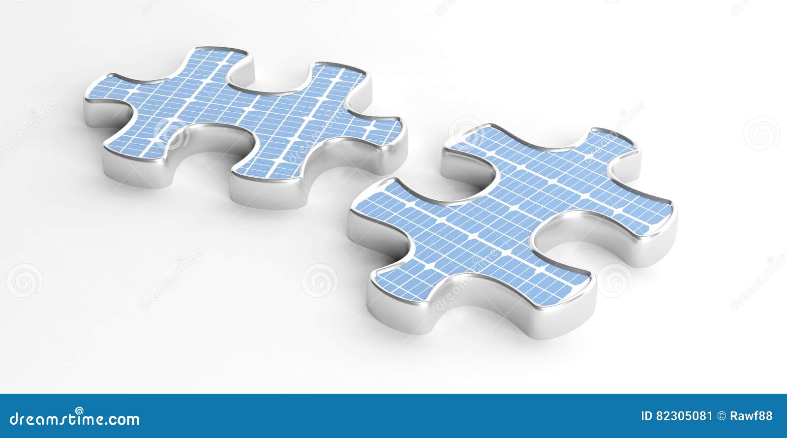 3d Rendering Solar Panels on Puzzle Pieces Stock Illustration ...
