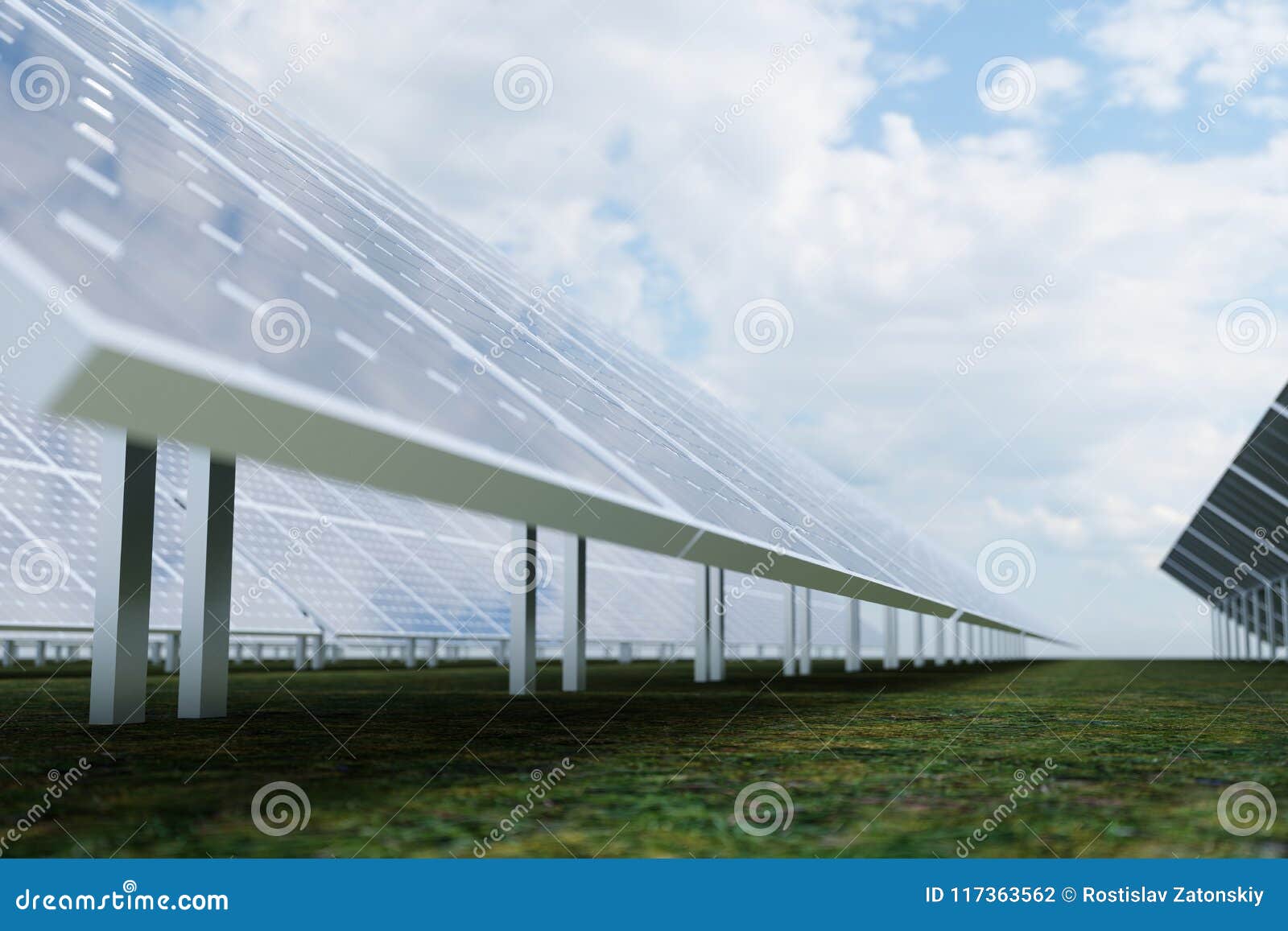 3D Rendering Solar Power Generation Technology. Alternative Energy ...