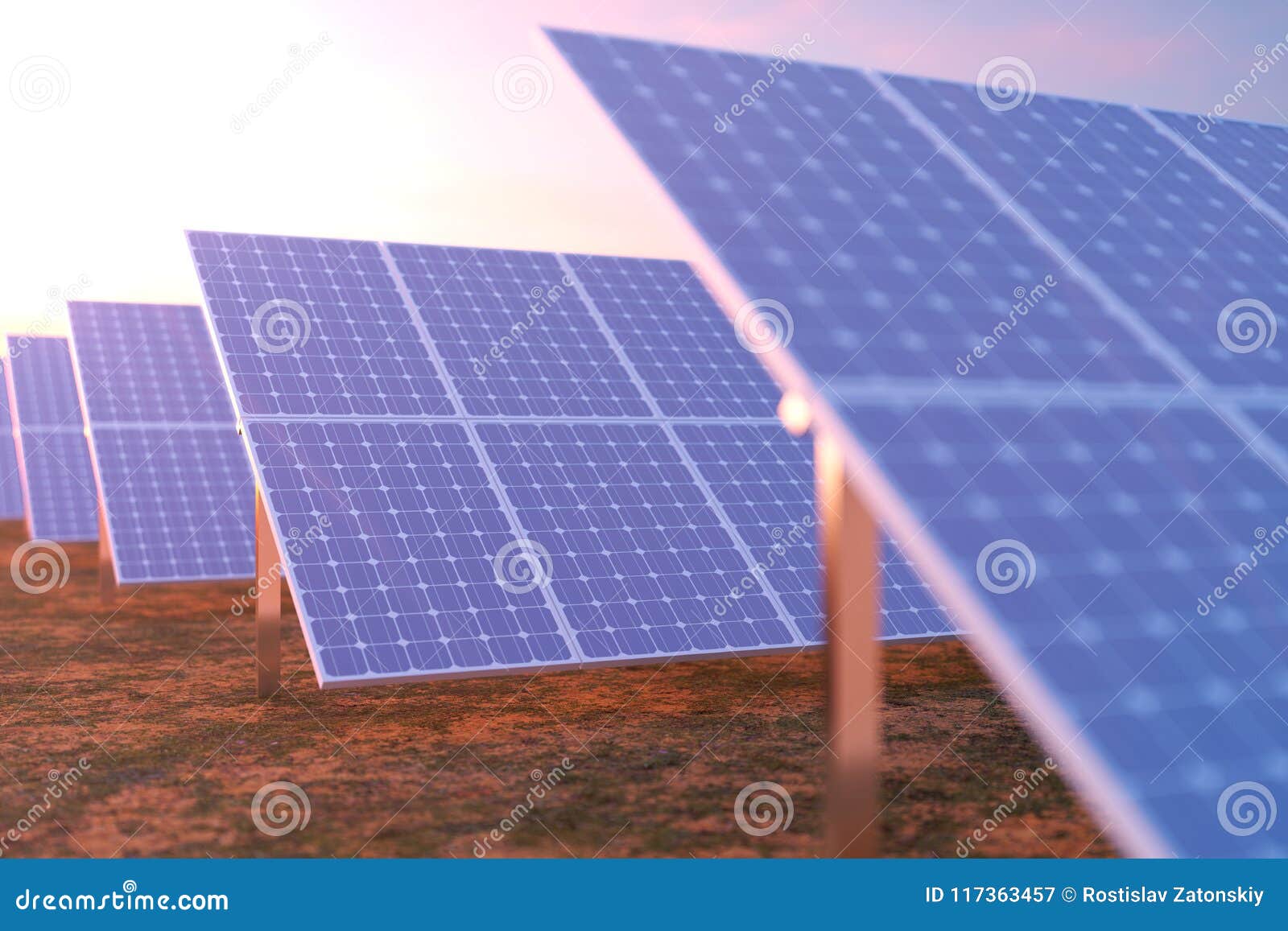 3D Rendering Solar Power Generation Technology. Alternative Energy ...