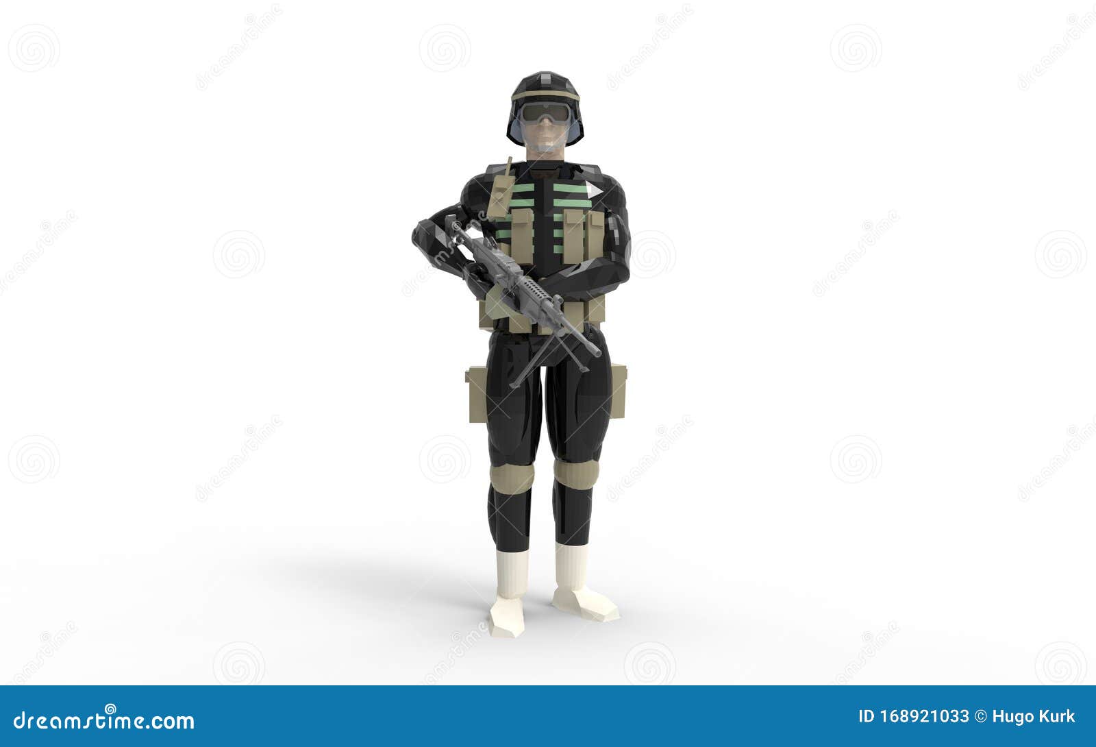 3d Rendering of a Soldier Wearing Equipement and Uniform in Studio ...