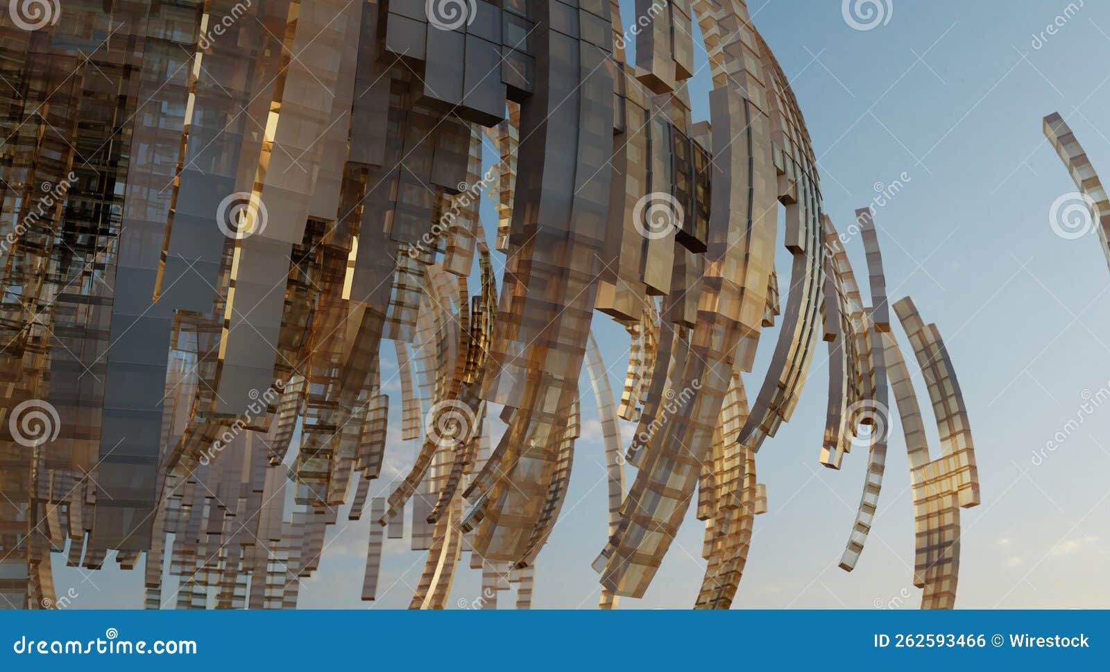 3D Rendering of Some Metal Shapes Floating in the Air Stock ...