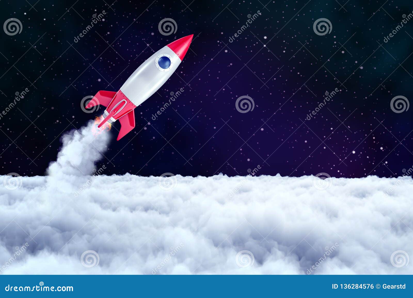 3d Rendering of a Space Rocket Which Has Just Passed through a Layer of ...