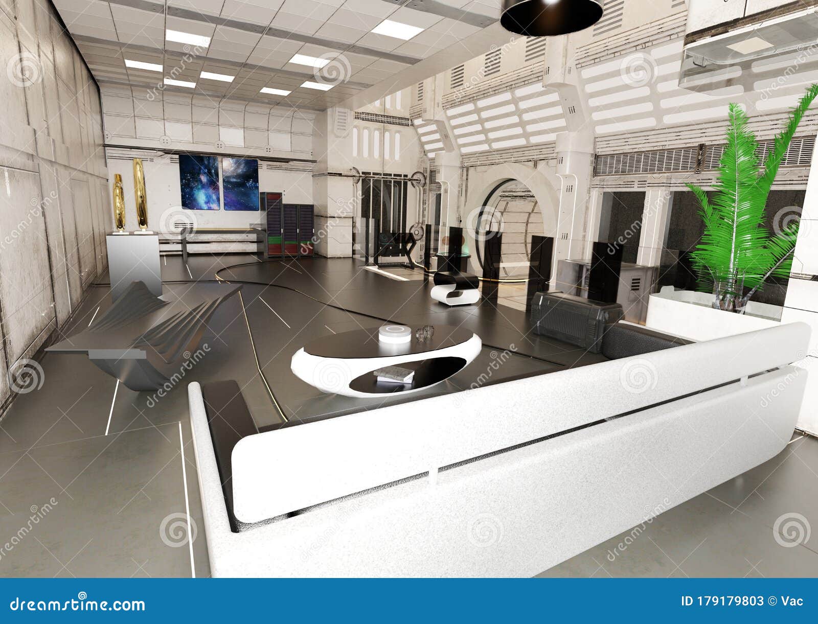 3D Rendering Space Ship Indoor Stock Illustration - Illustration of ...