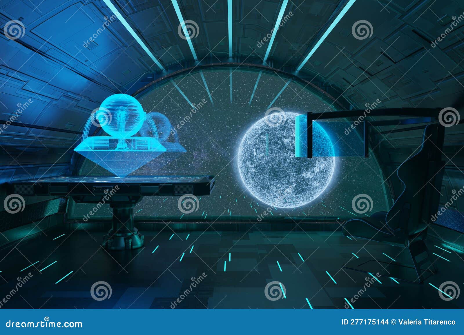 3D Rendering of Space, Spaceship Inside, View from Window of Stock ...
