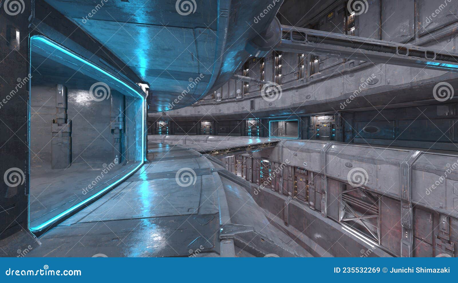 3D Rendering of the Space Station Passage Stock Illustration ...