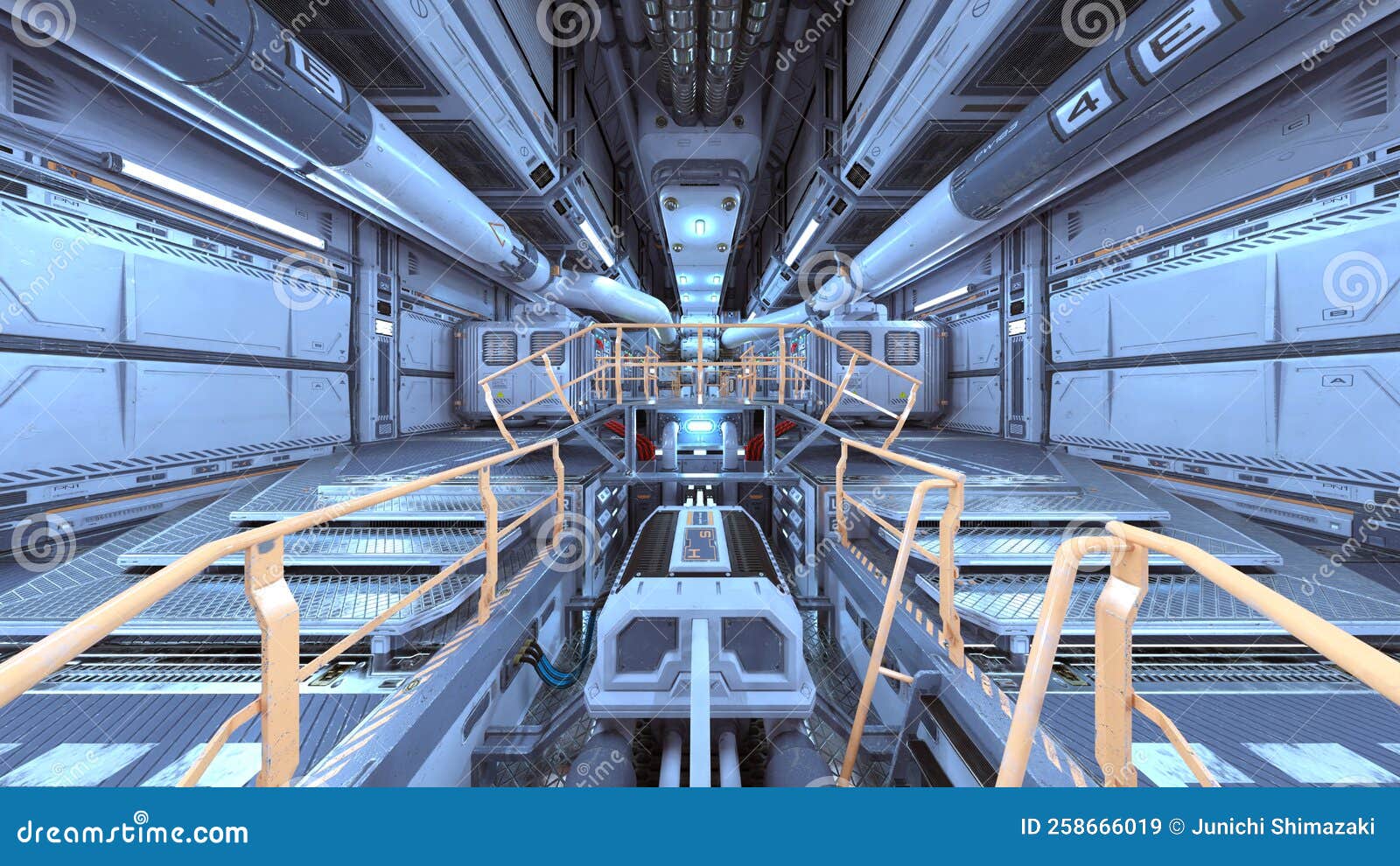 3D Rendering of the Spacecraft Inside Stock Illustration - Illustration ...