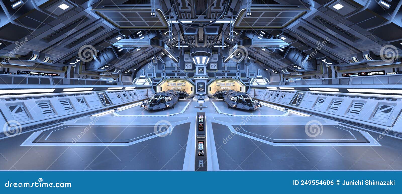 3D Rendering of the Spaceship Hangar Stock Illustration - Illustration ...
