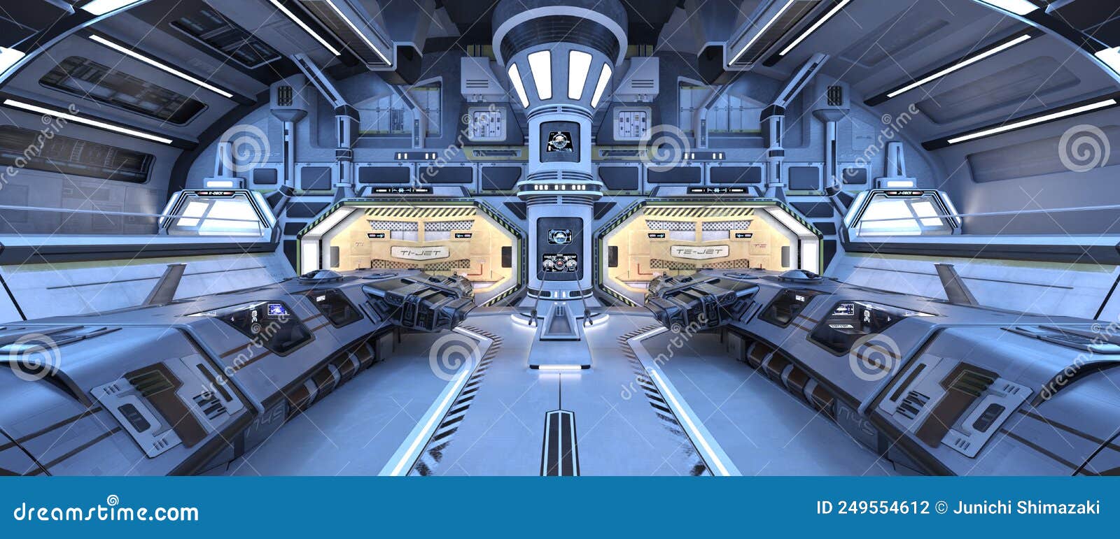 3D Rendering of the Spaceship Hangar Stock Illustration - Illustration ...