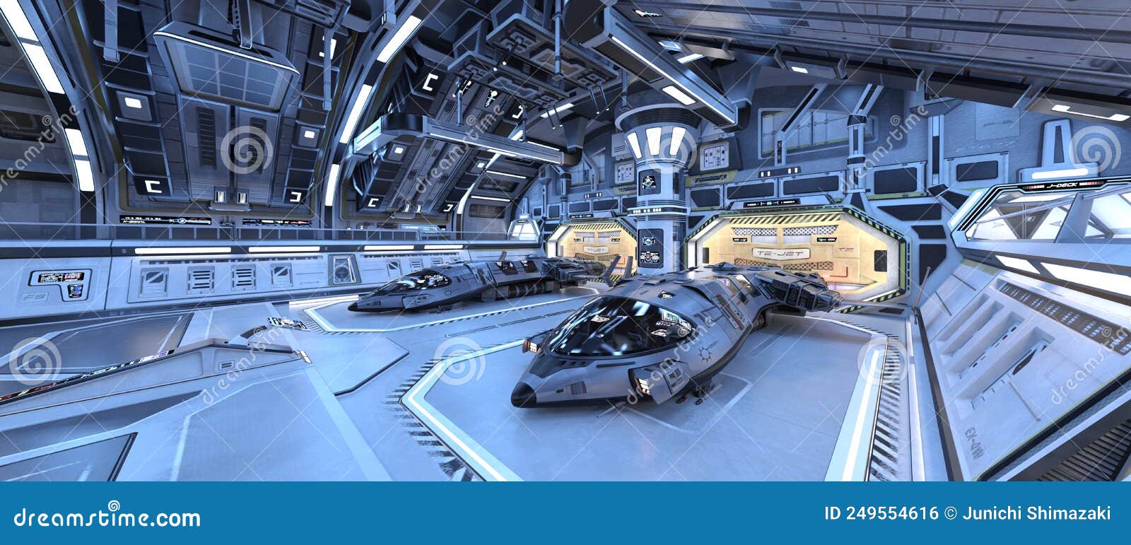 3D Rendering of the Spaceship Hangar Stock Illustration - Illustration ...