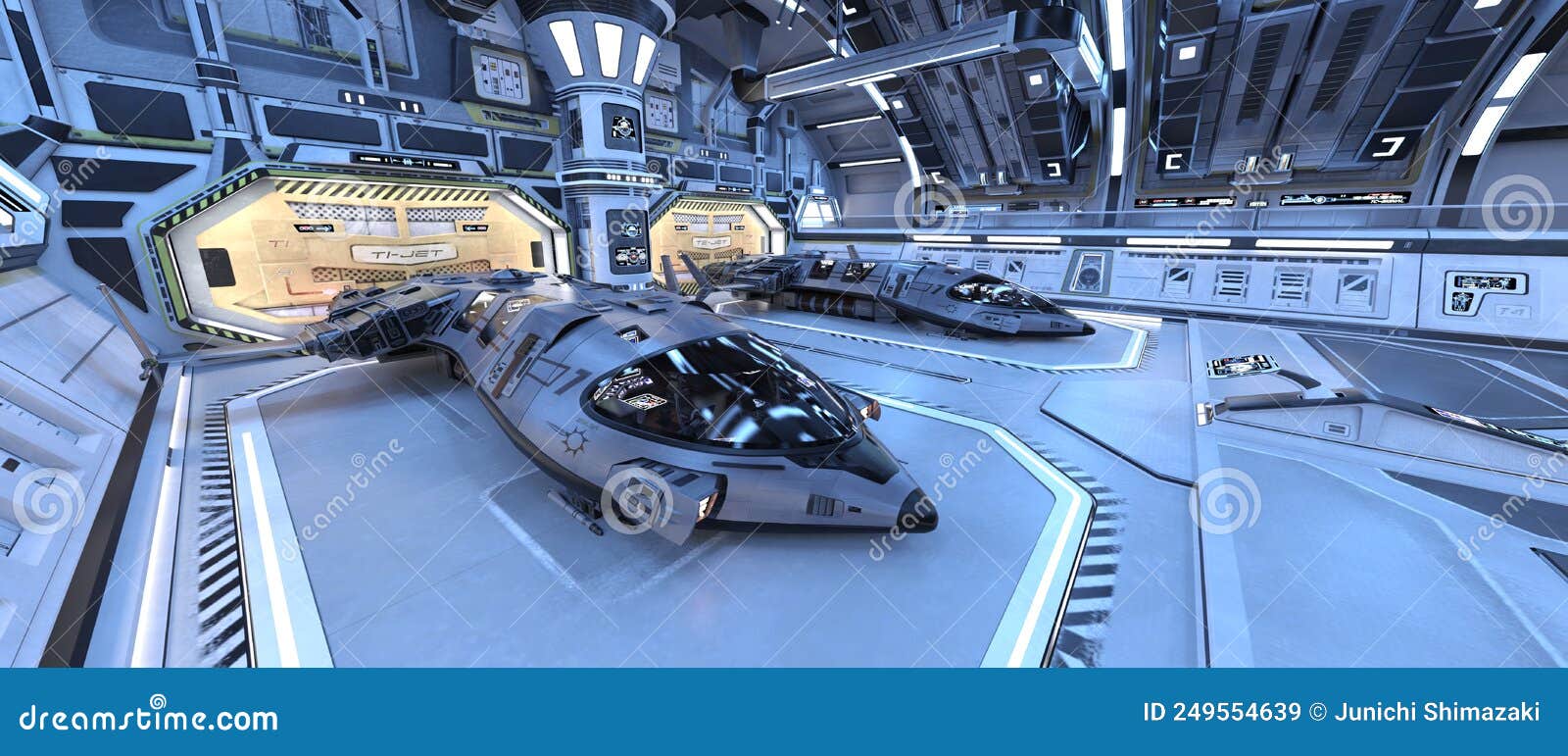 3D Rendering of the Spaceship Hangar Stock Illustration - Illustration ...