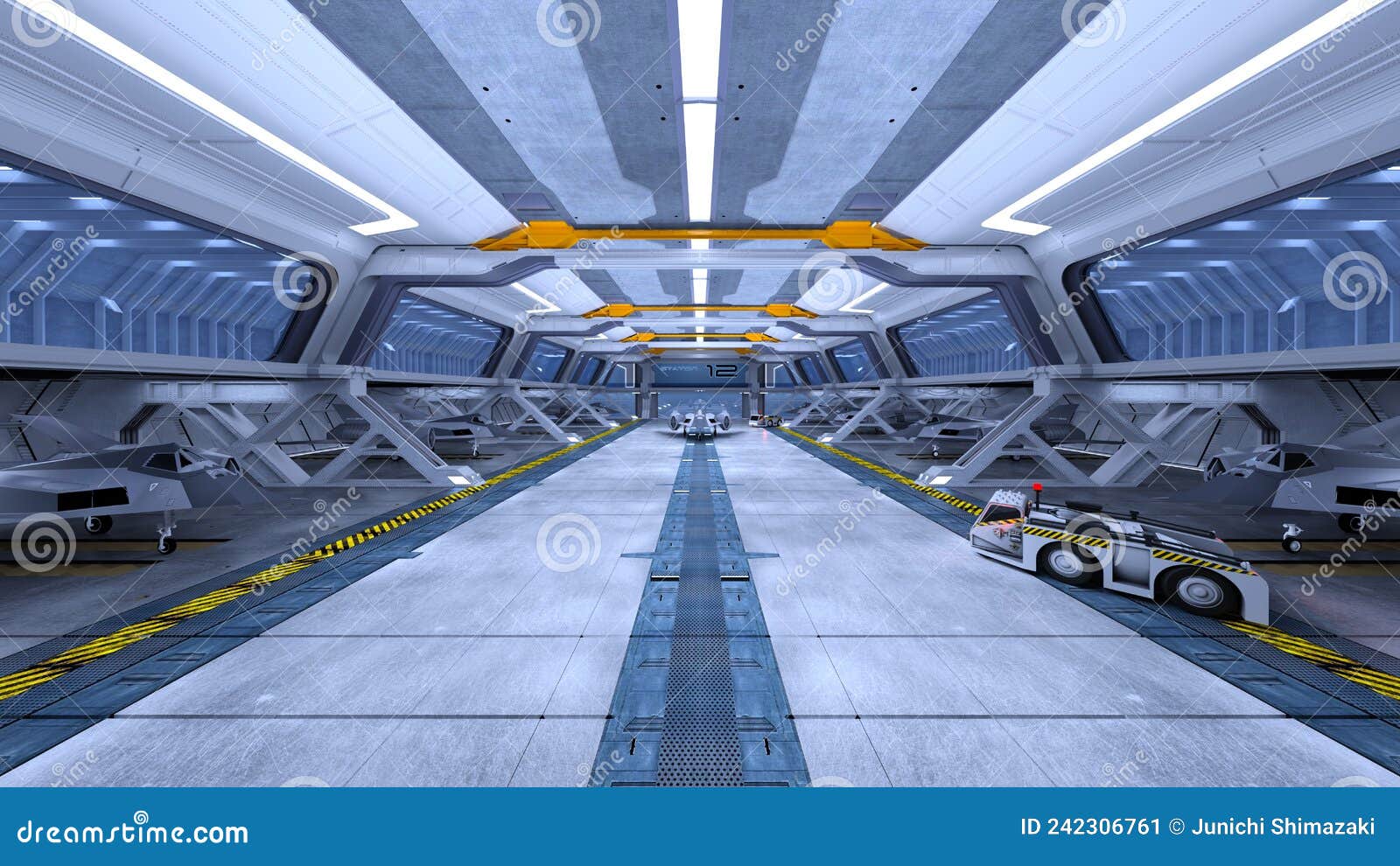 3D Rendering of the Spaceship Hangar Stock Illustration - Illustration ...