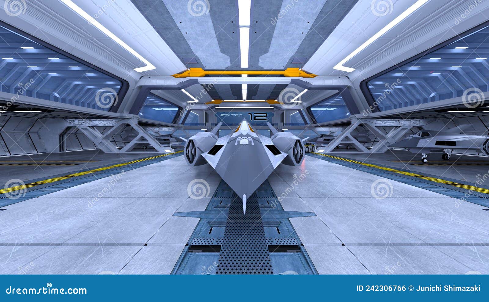 3D Rendering of the Spaceship Hangar Stock Illustration - Illustration ...