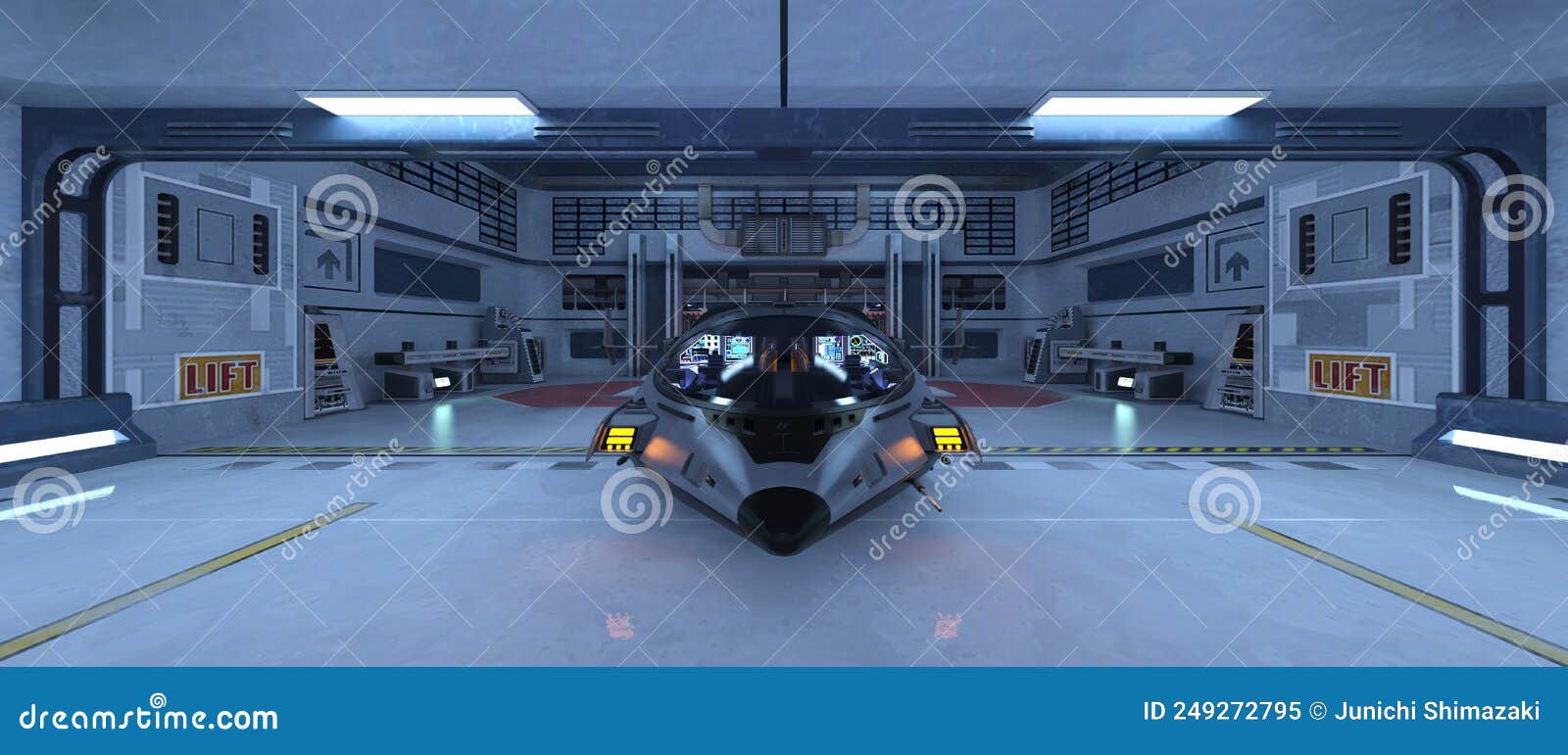 3D Rendering of the Spaceship Hangar Stock Illustration - Illustration ...