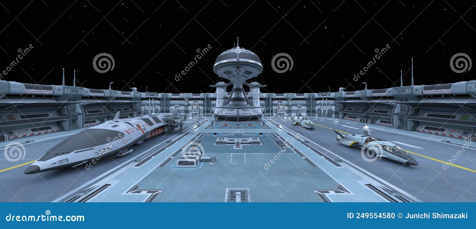 3D Rendering of the Spaceship Hangar Stock Illustration - Illustration ...