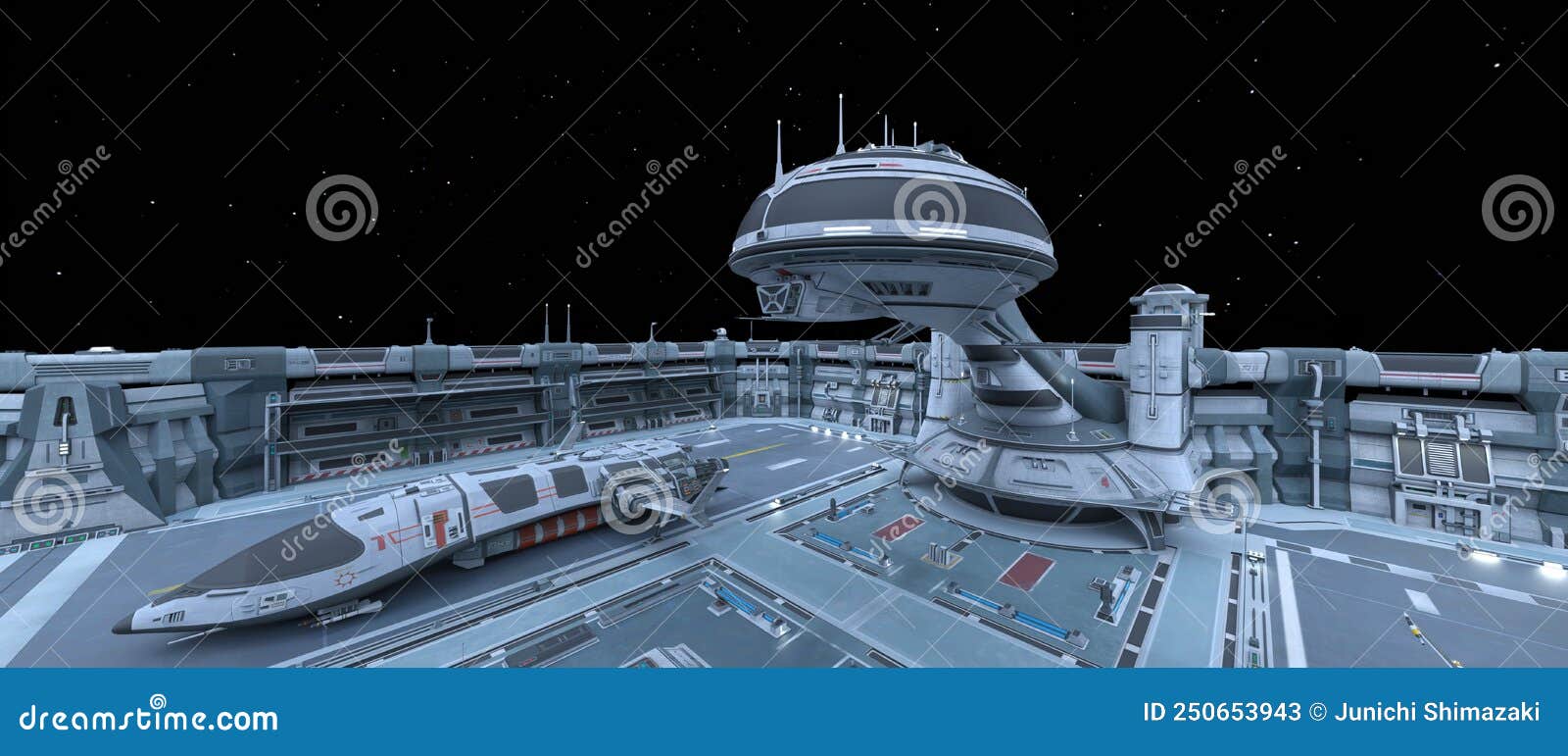 3D Rendering of the Spaceship Hangar Stock Illustration - Illustration ...