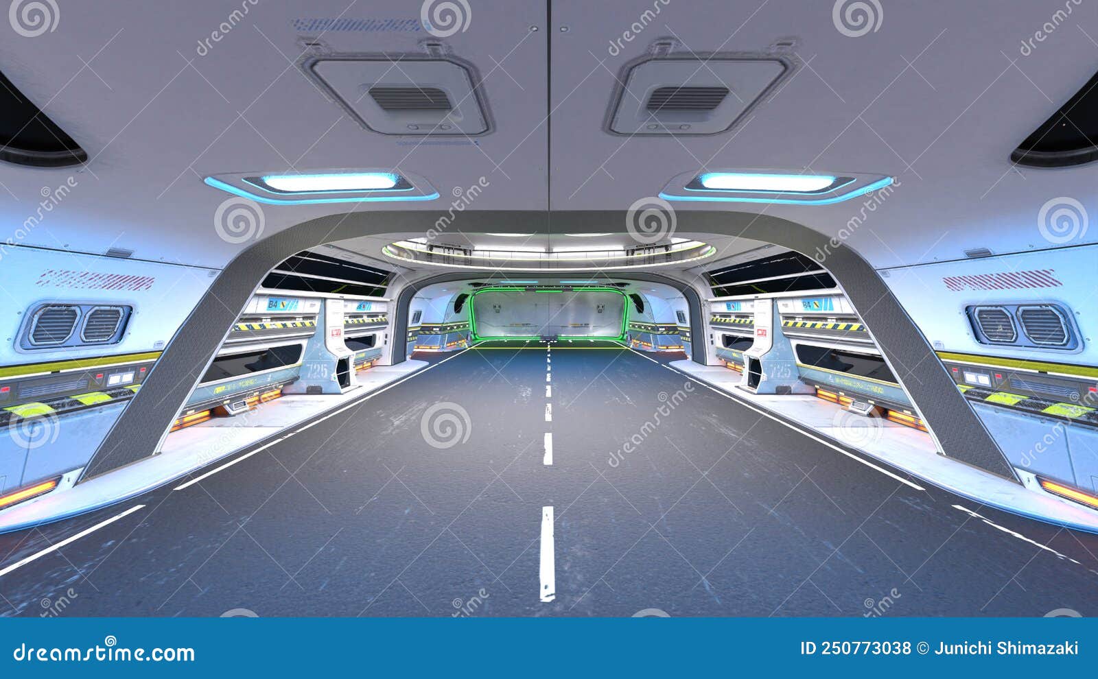 3D Rendering of the Spaceship Hangar Stock Illustration - Illustration ...