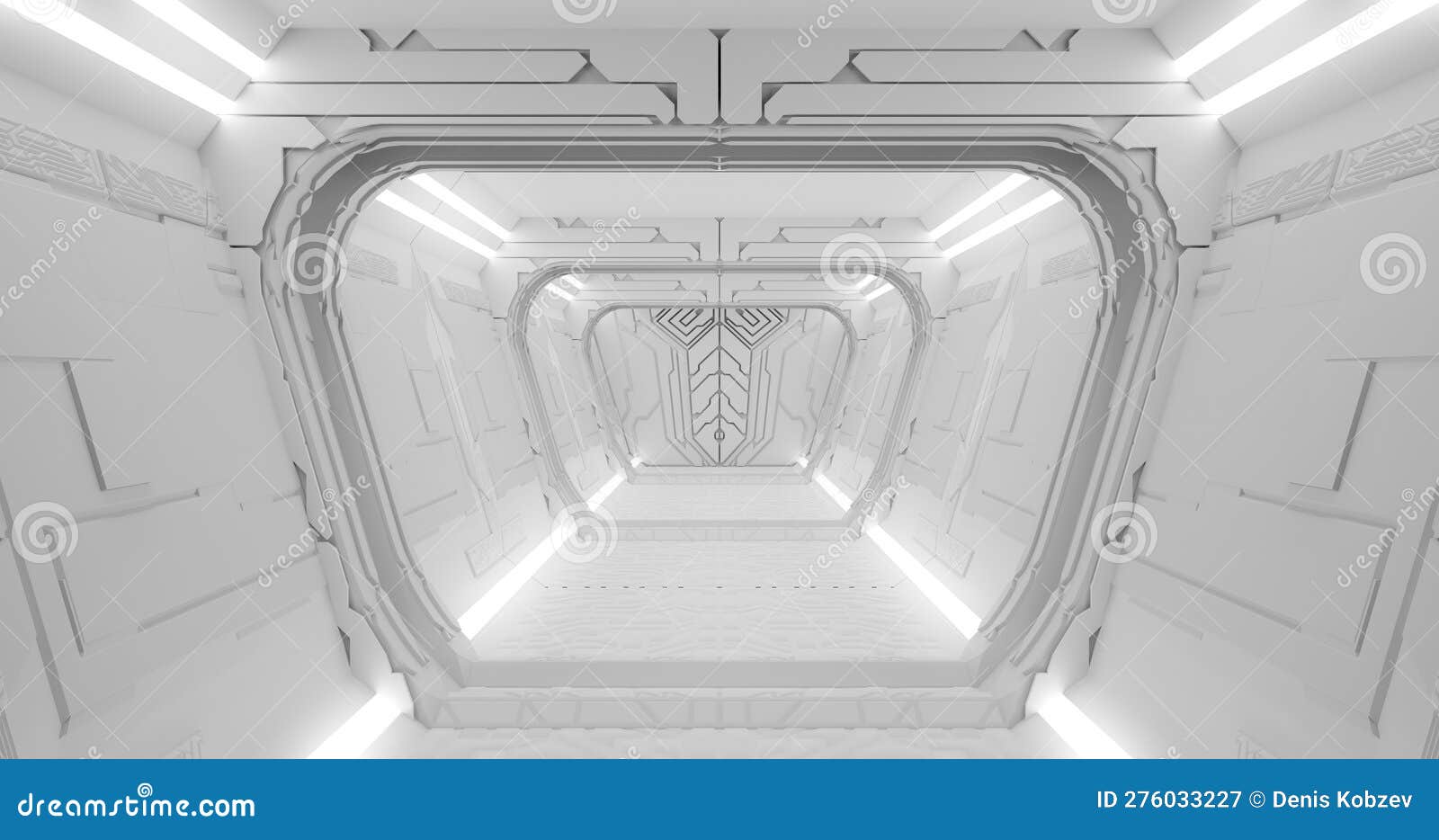 3d Rendering. Spaceship or Laboratory Corridor in Bright Light. High ...