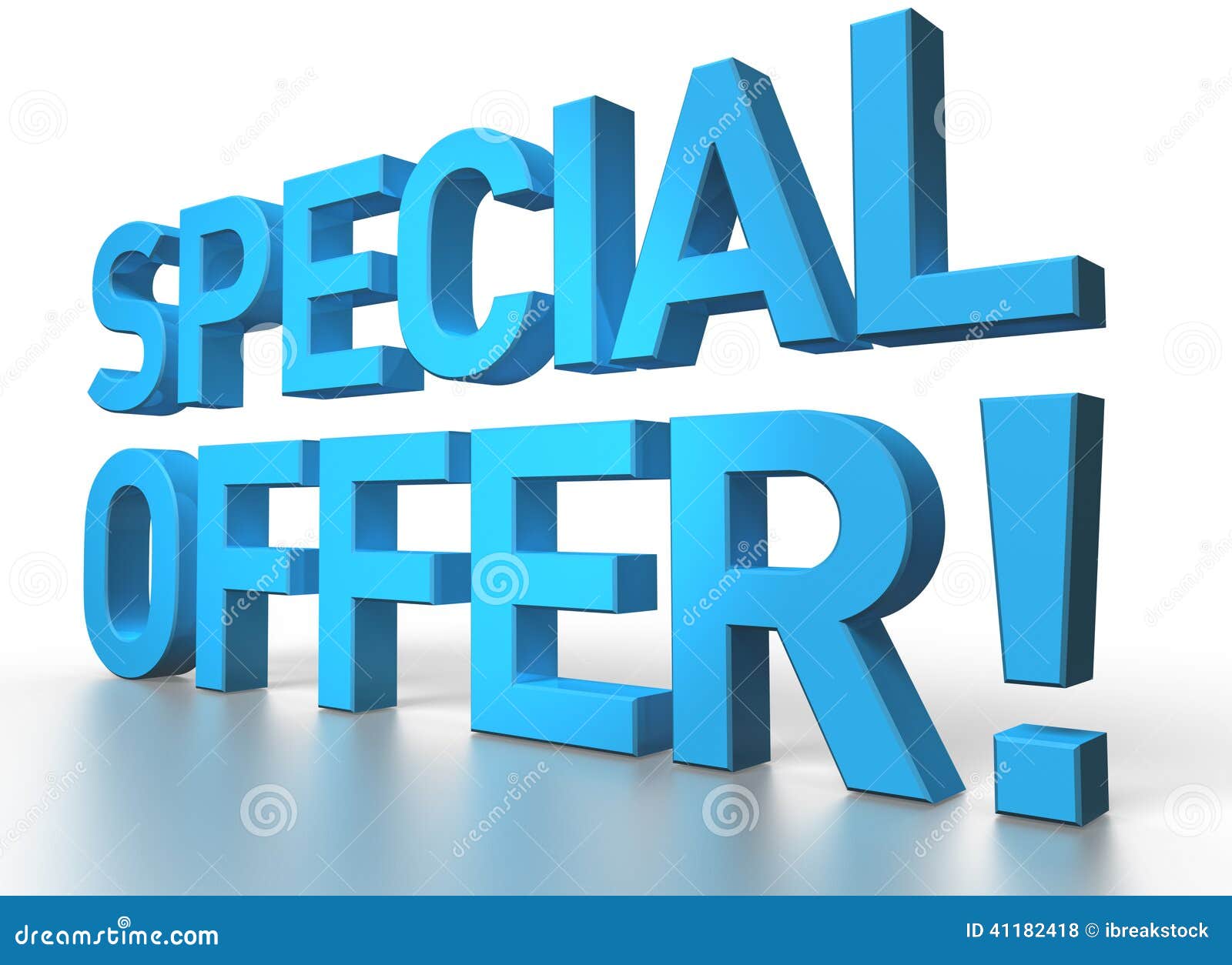 3d Rendering of Special Offer Blue Glossy Text on White Background ...