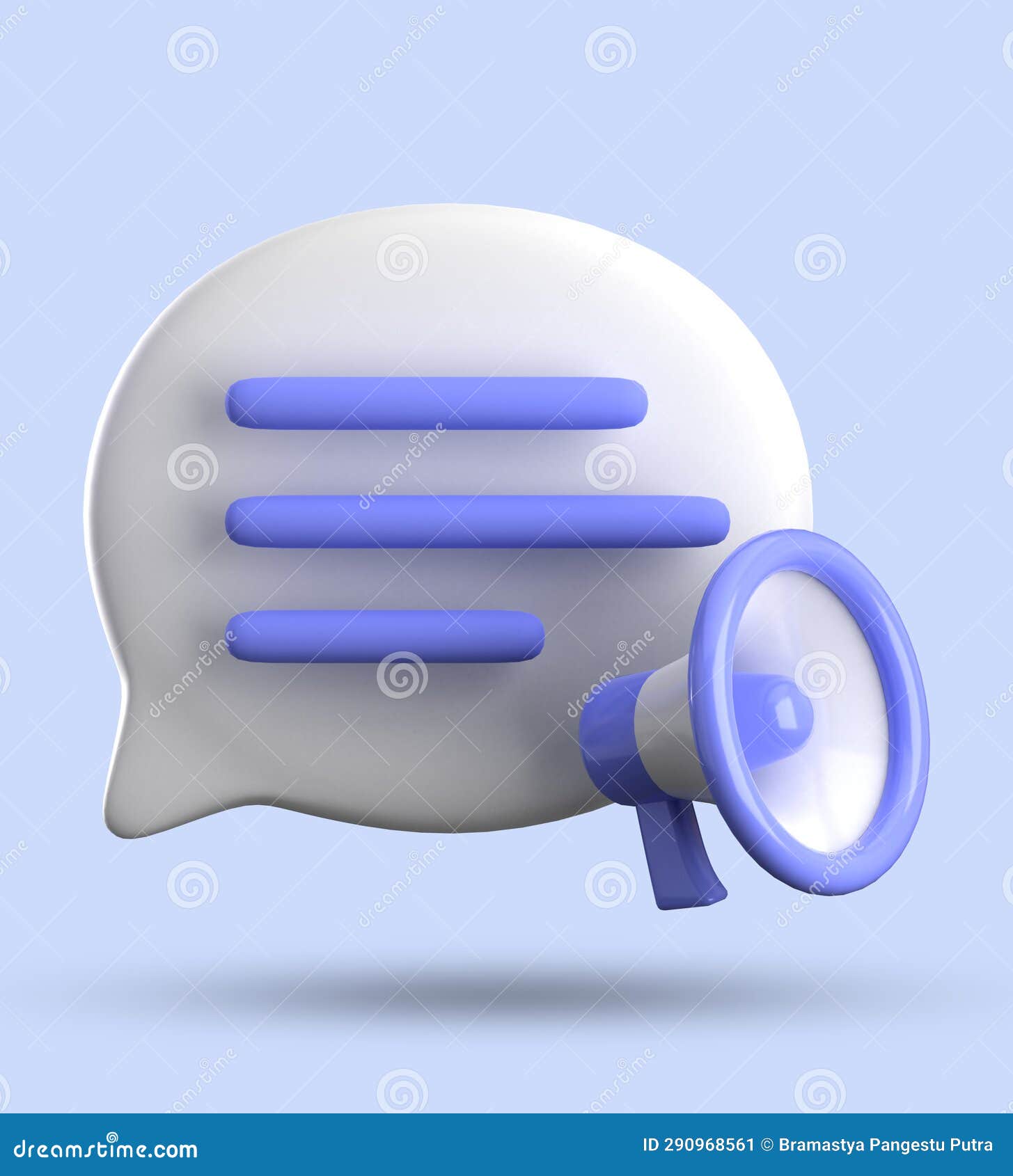 3d Rendering of Speech Bubble with Notification Icons, Megaphone Icons ...