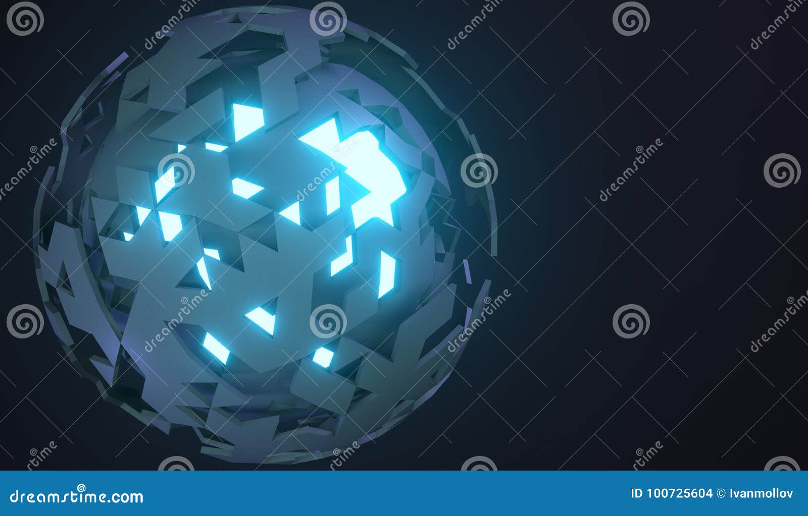 3D Rendering of Sphere with Broken Shell Stock Illustration ...