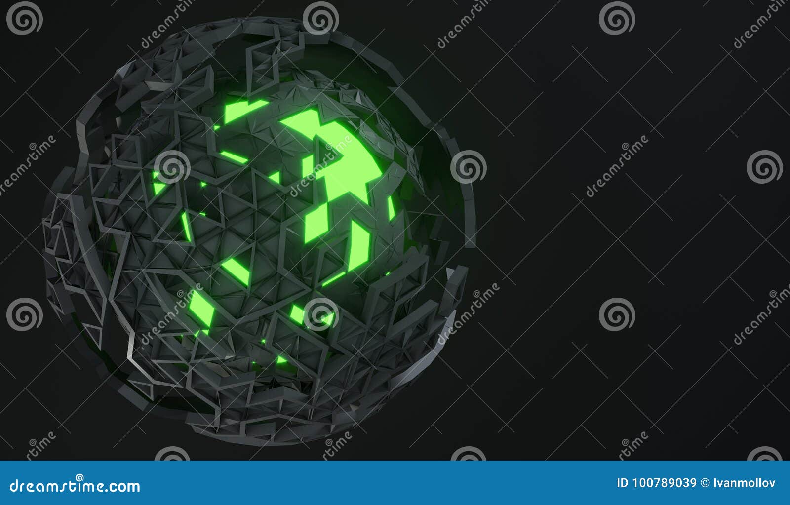3D Rendering of Sphere with Broken Shell Stock Illustration ...