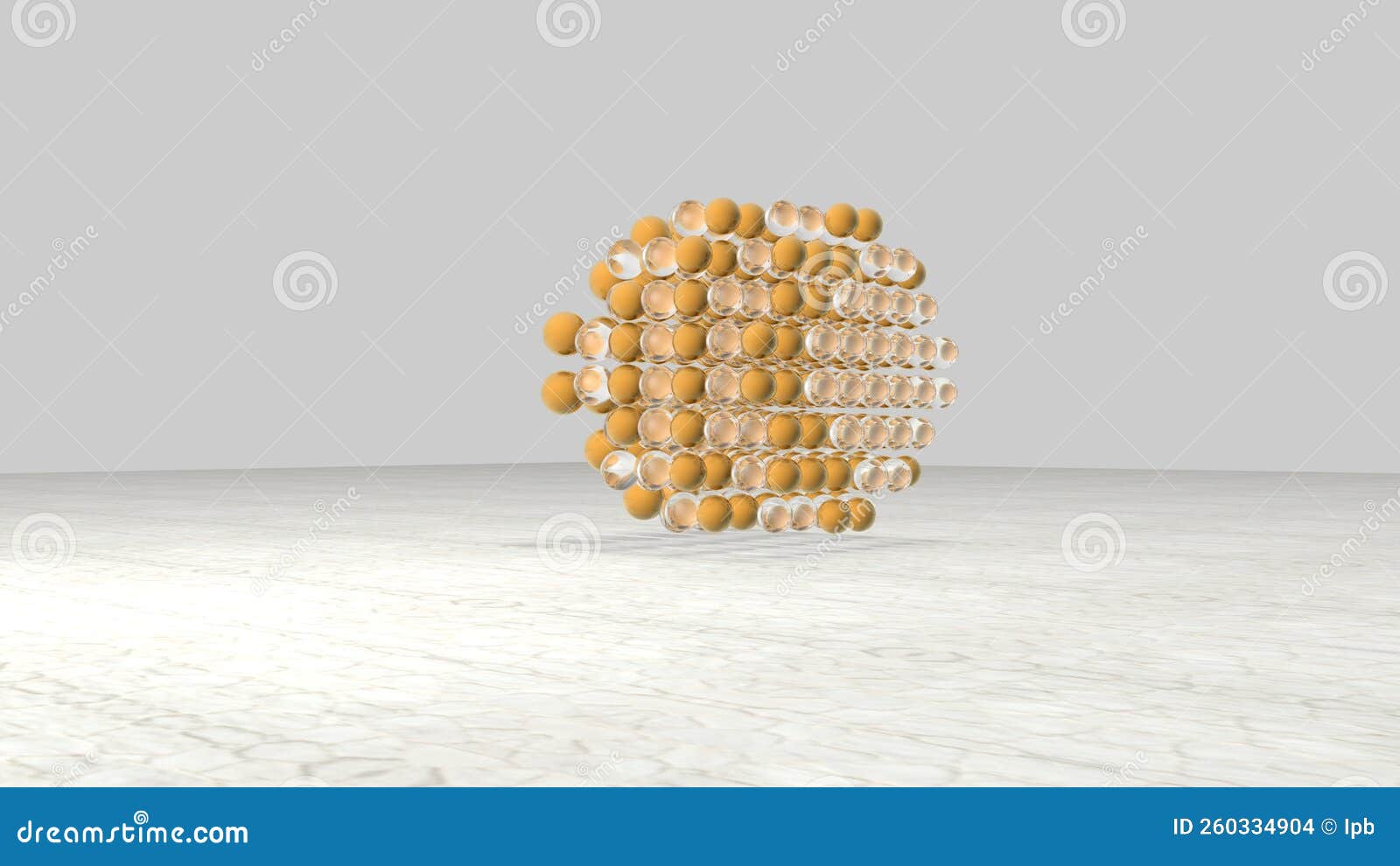 A Sphere of Small Particles or Balls Hovers Over a Light Plane. Stock ...