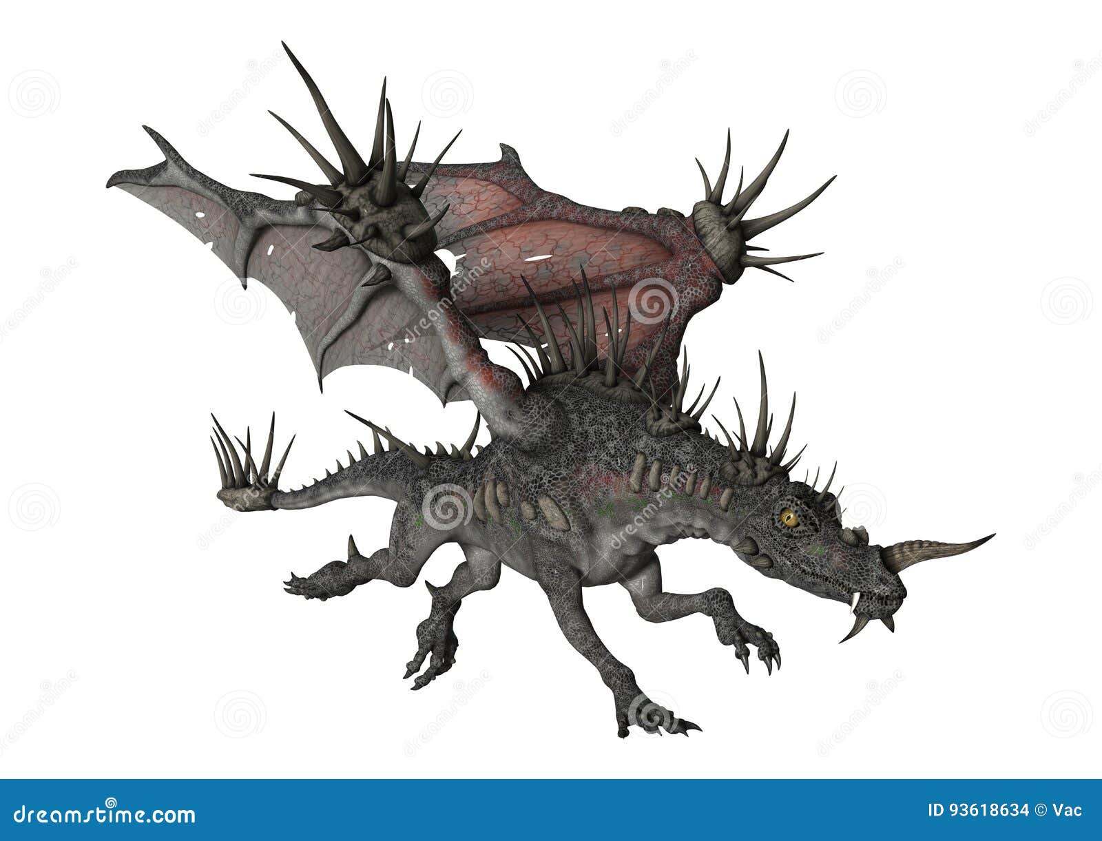 3D Rendering Spiky Dragon On White Stock Photo | CartoonDealer.com ...