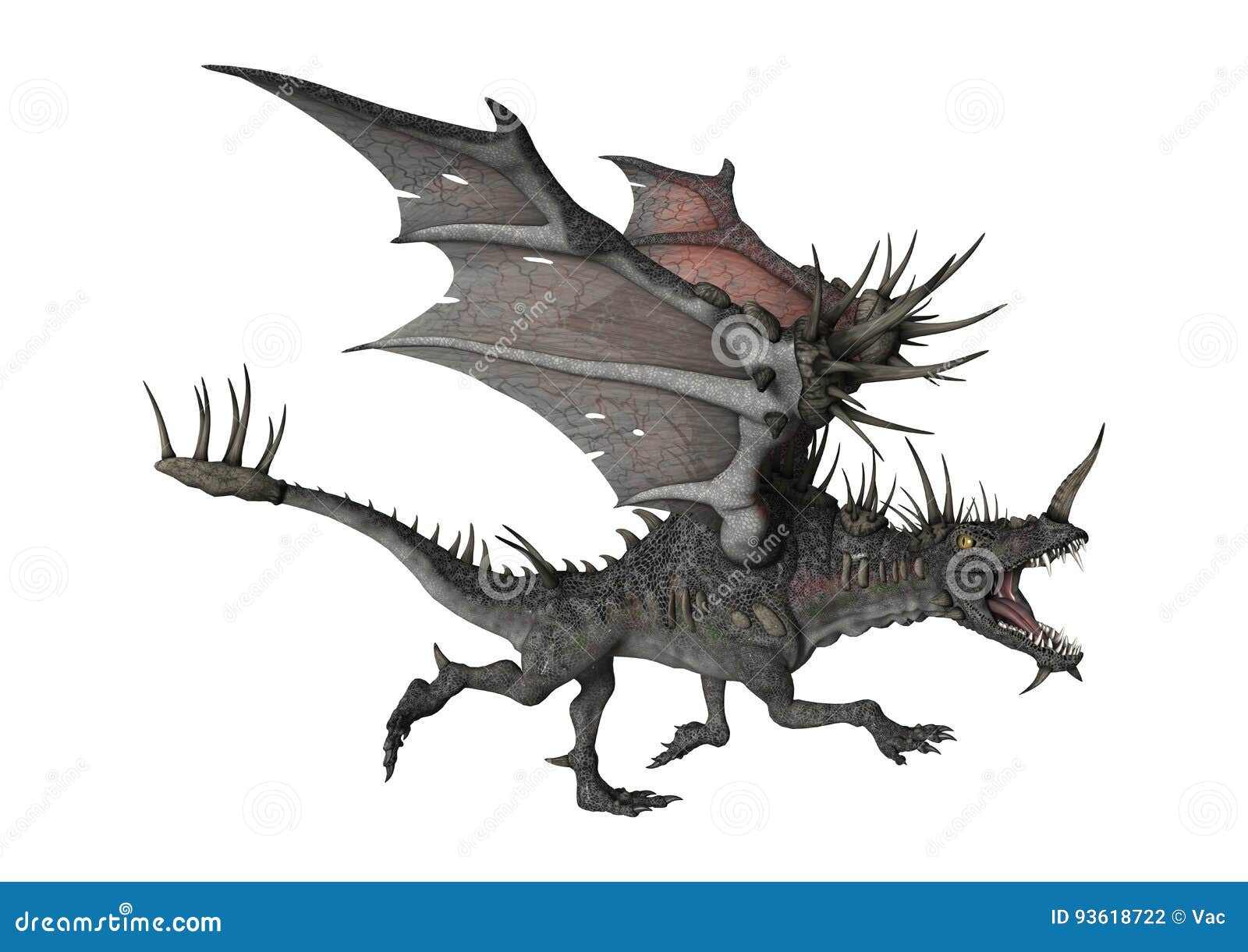 3D Rendering Spiky Dragon On White Stock Photography | CartoonDealer ...