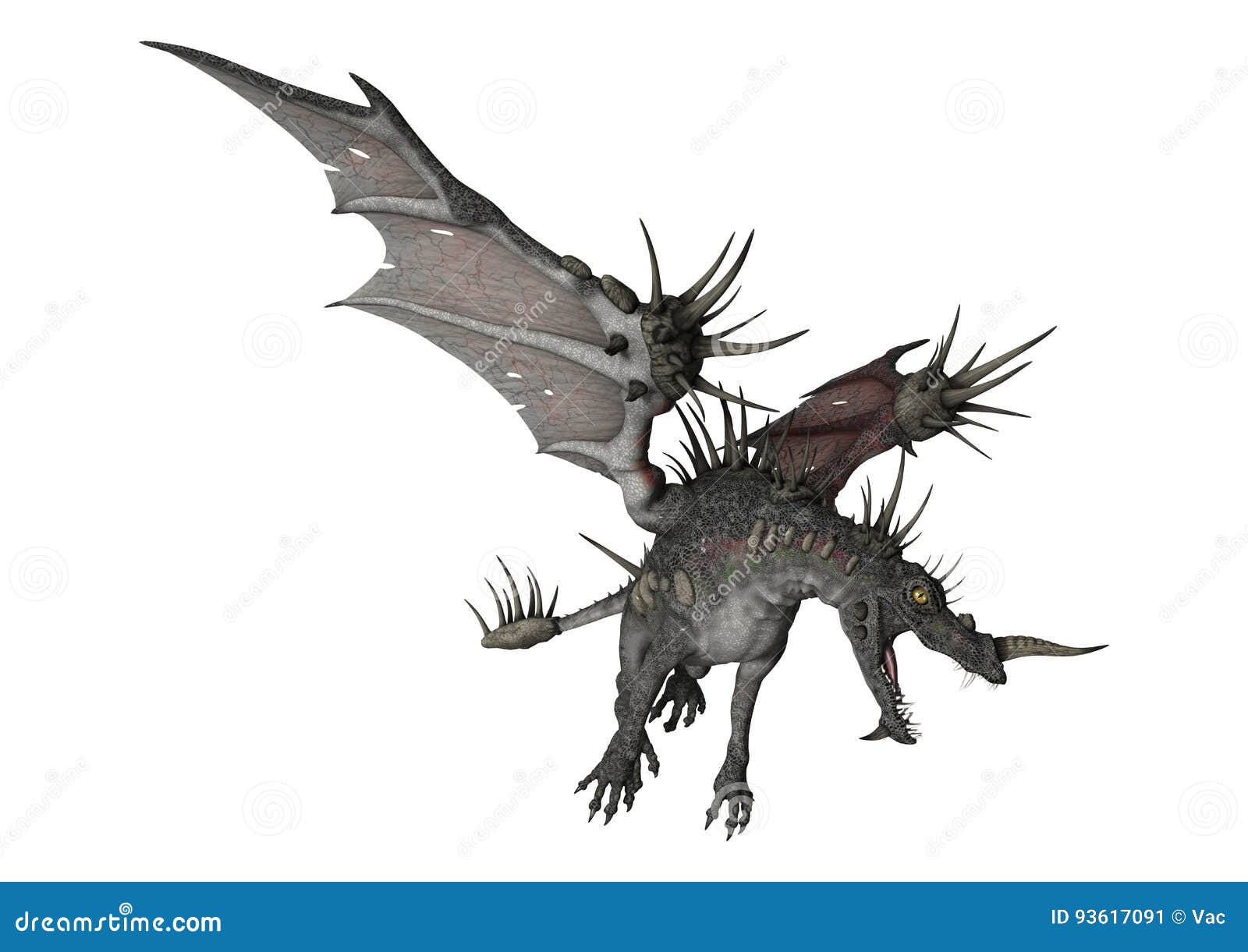 3D Rendering Spiky Dragon On White Stock Photography | CartoonDealer ...