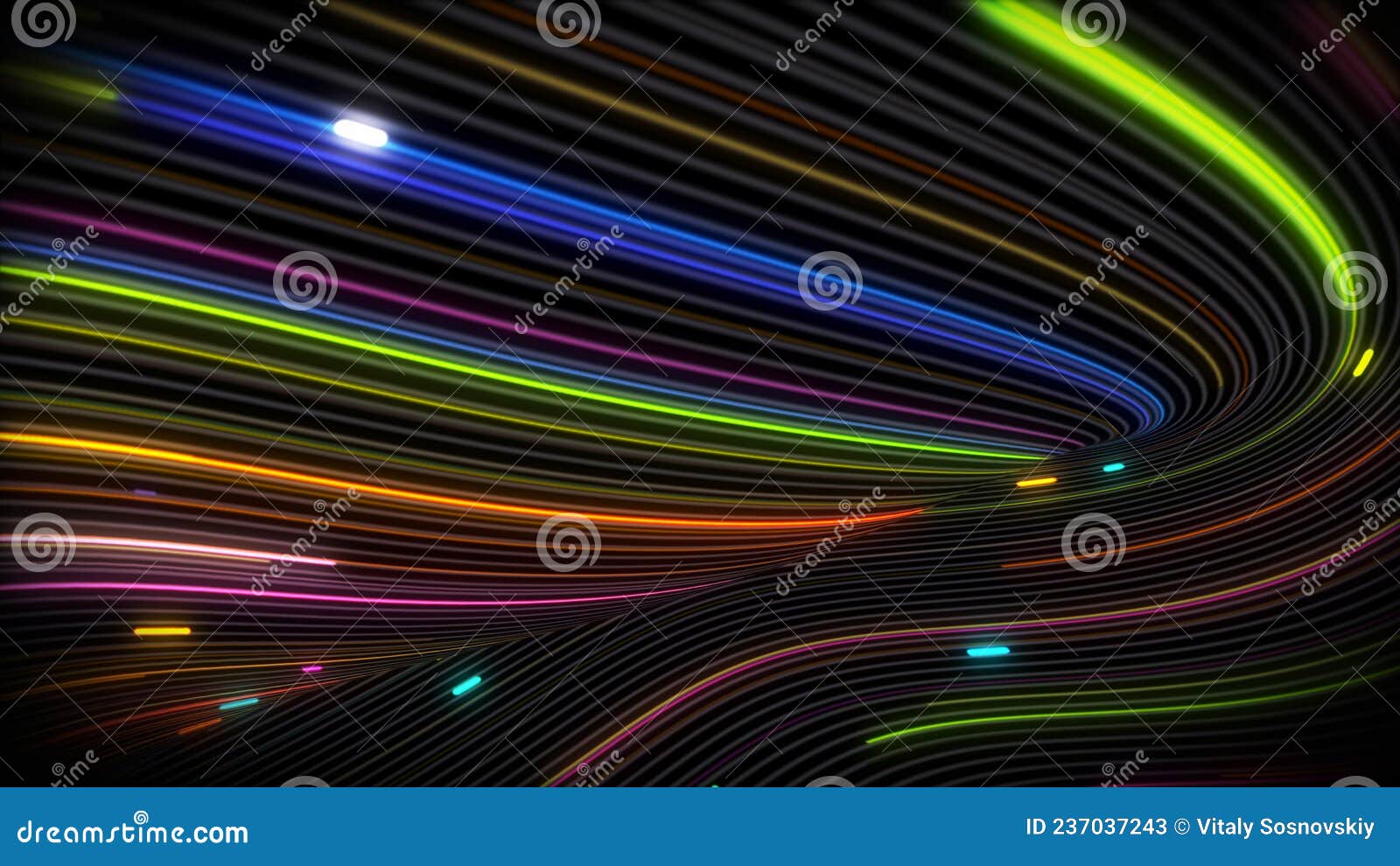 3D Rendering of Spiral Bright Vortex Streams of Light on a Surface with ...