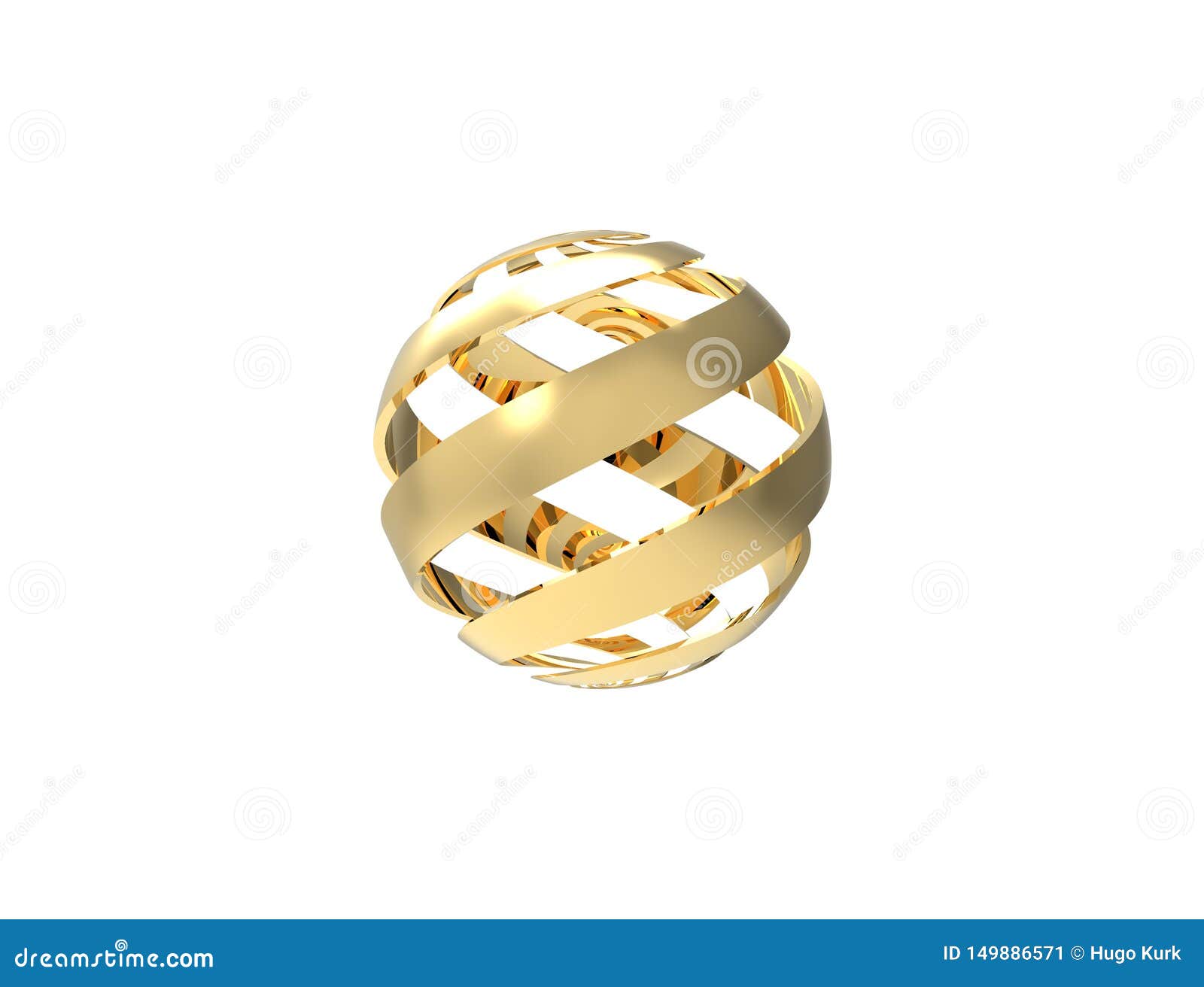 3D Rendering of a Silver Spiral Sphere Isolated in White Studio ...