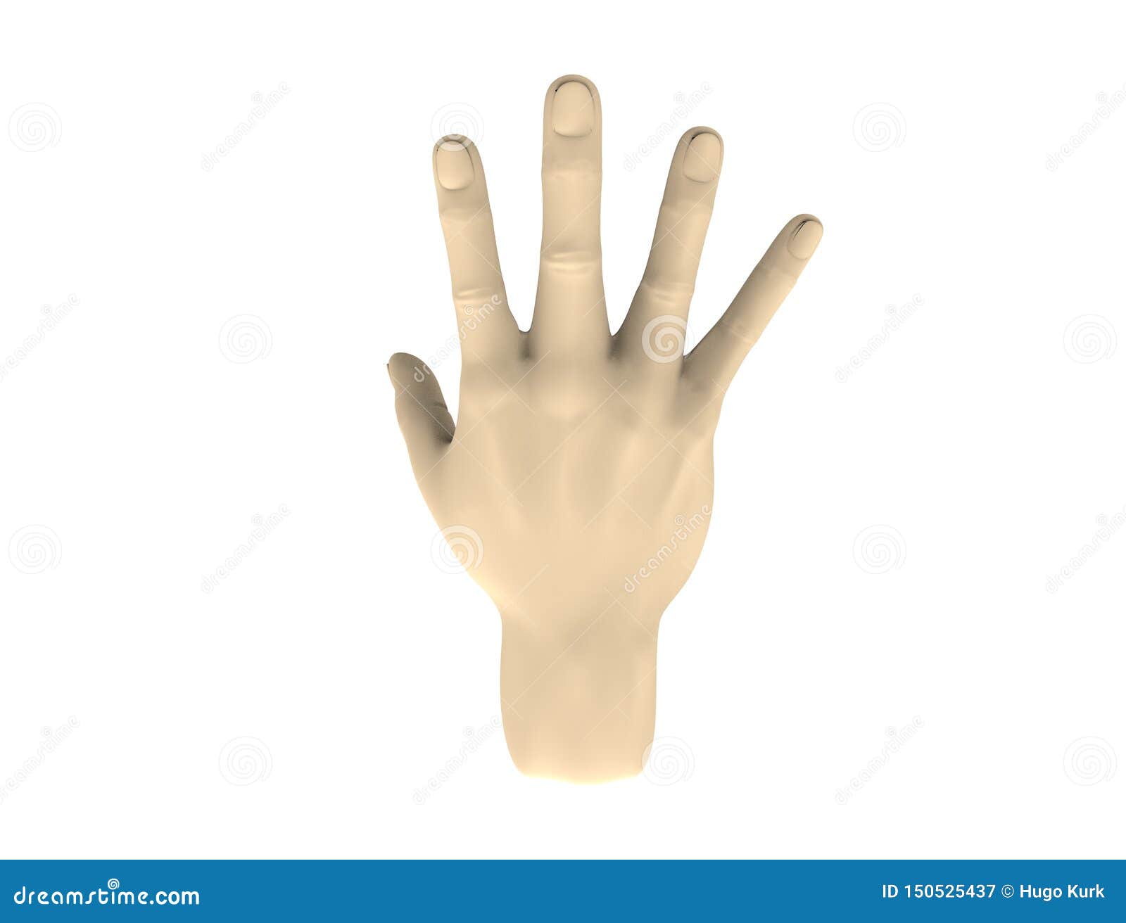 3d Rendering of a Spread Out Hand with Wrist Isolated in White ...